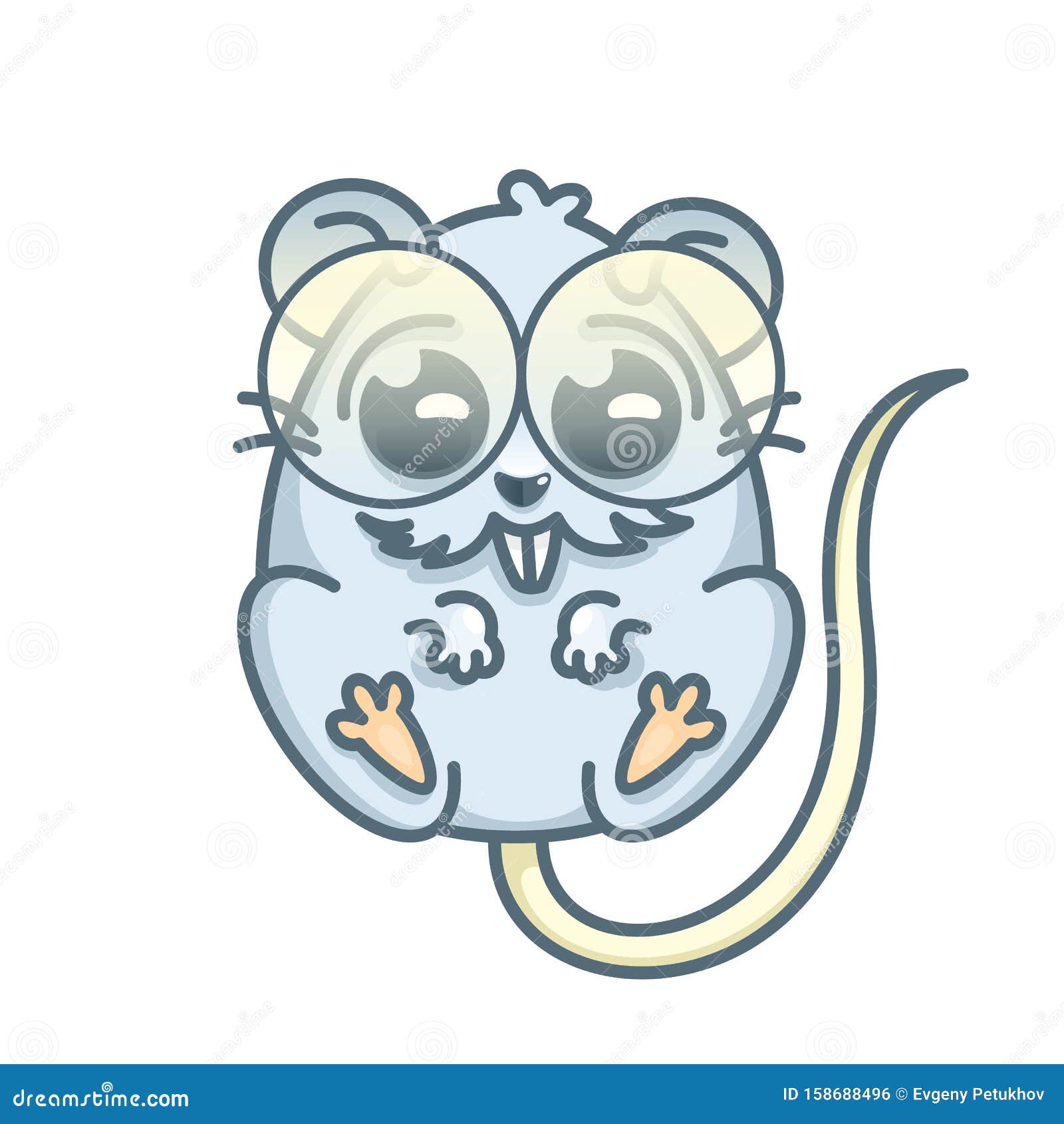 Vector Illustration of Cartoon Rat. Rat Sits Back in Front. Stock ...