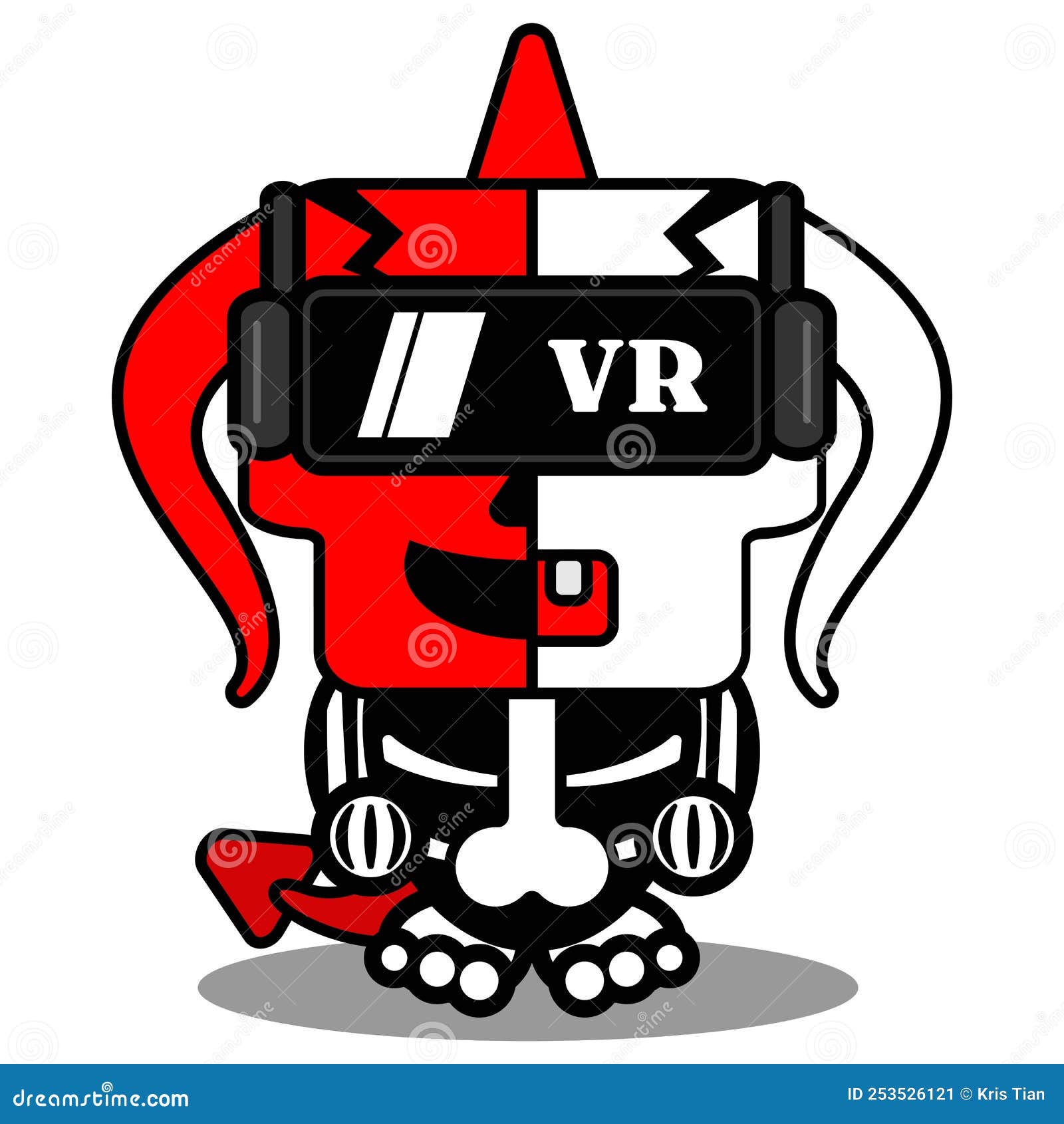 Mascot red devil bone VR stock vector. Illustration of mascot - 253526121