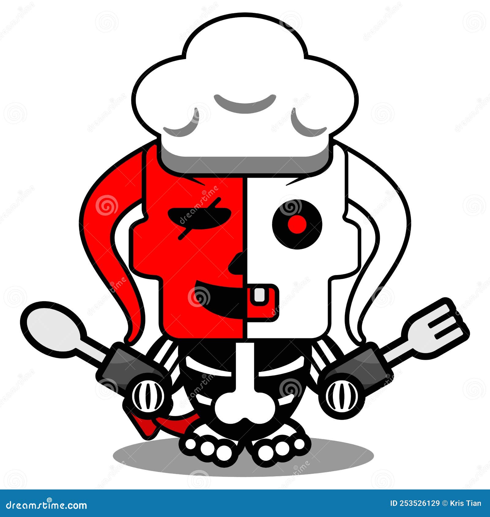Red devil bone chef mascot stock vector. Illustration of creepy - 253526129