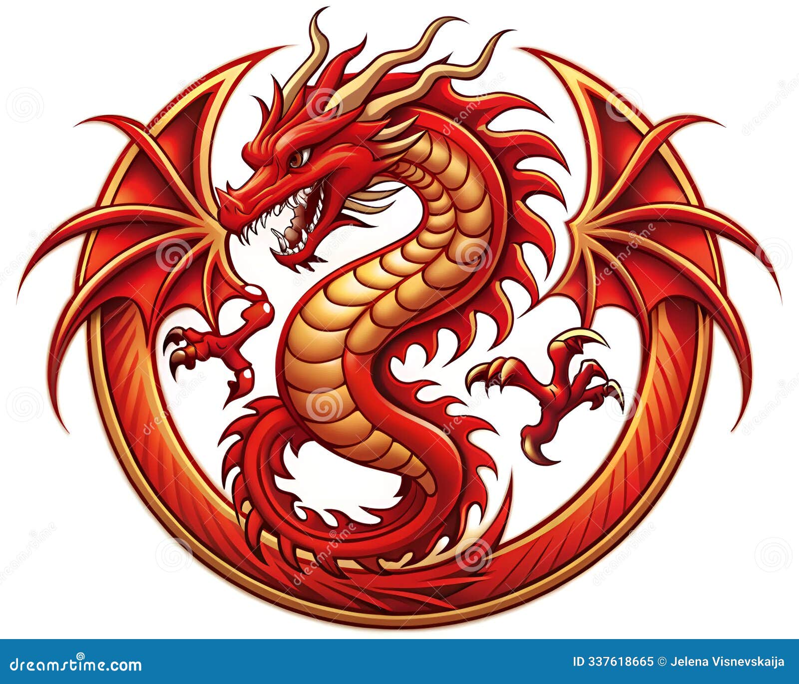 Vector Illustration of a Cartoon Red Dragon Stock Illustration ...