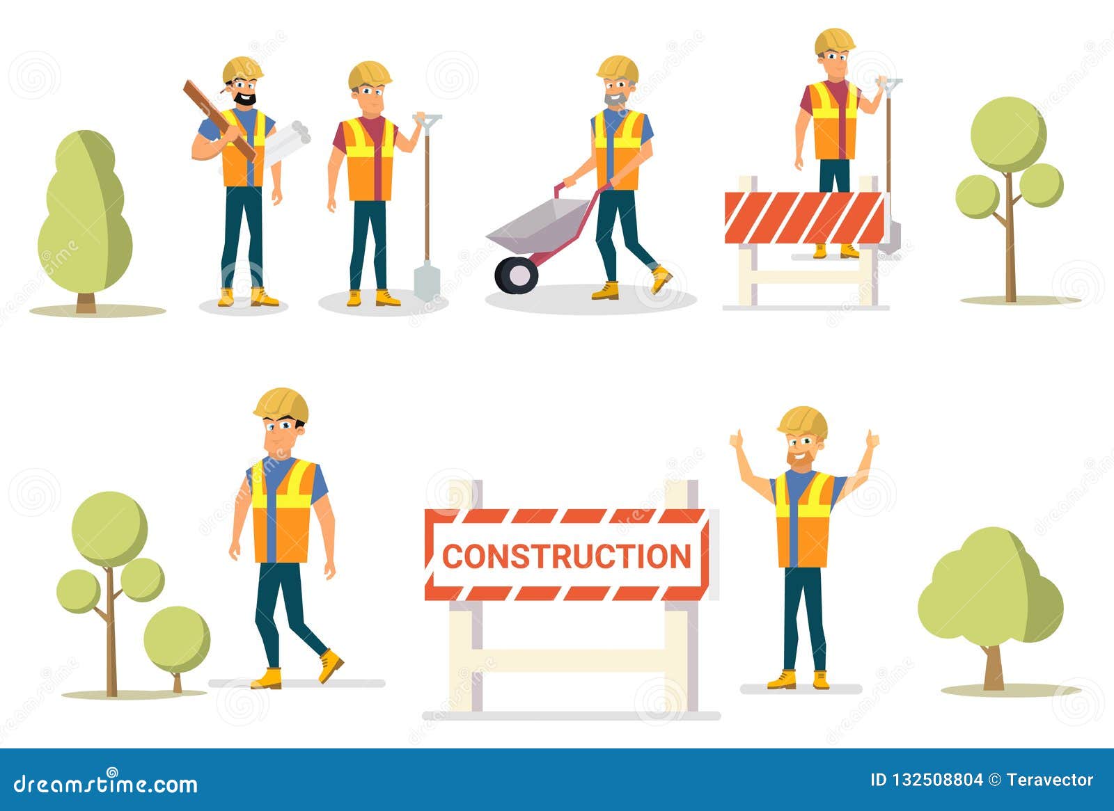 Vector Illustration Cartoon Set Builder Group | CartoonDealer.com ...