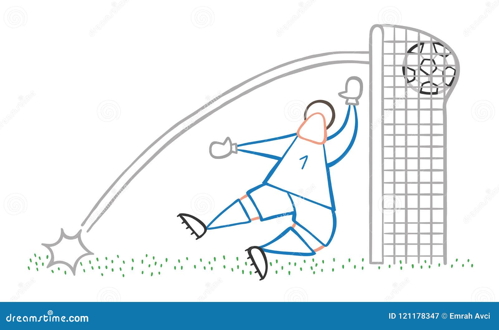 Vector Cartoon Goolkeeper Man Concede a Goal. Stock Vector ...