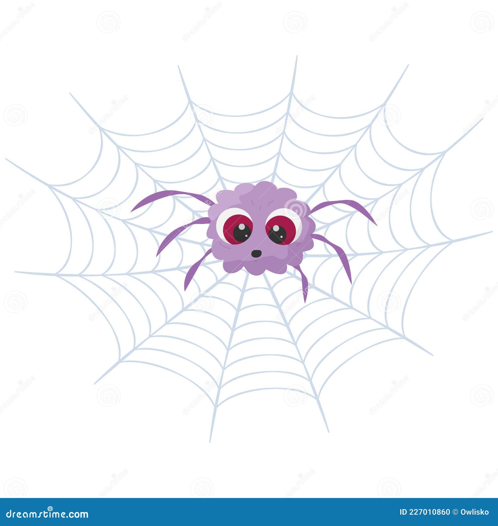 Vector Illustration with Cartoon Spider on Cobweb Stock Vector ...