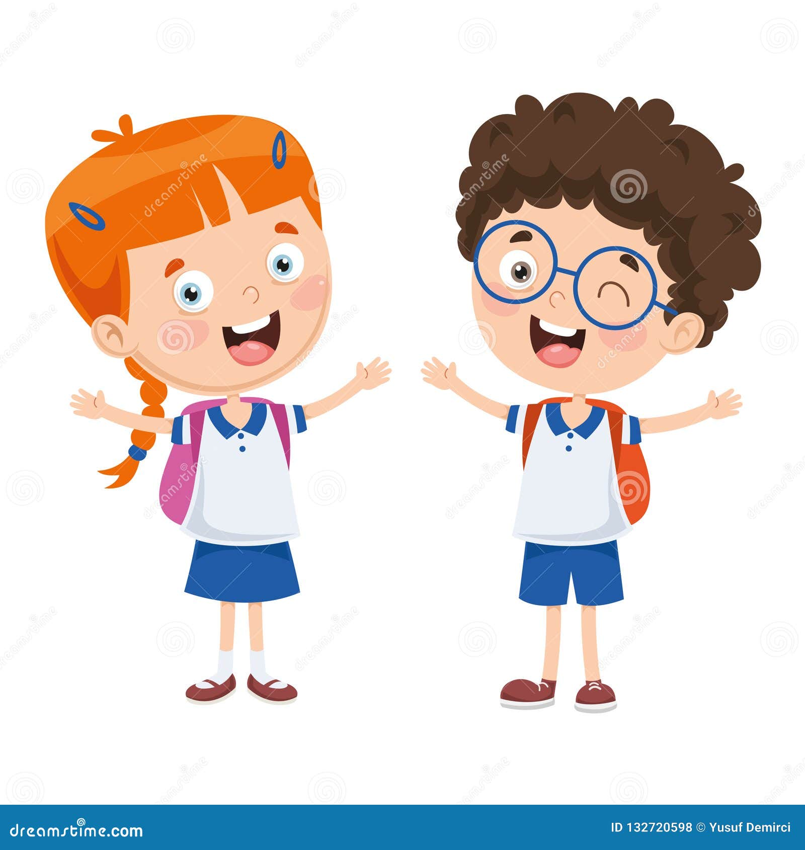 Free Vector Cartoon Primary School Students Illustration