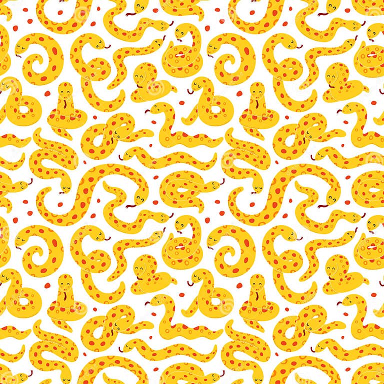 Vector Illustration in Cartoon Style. Anaconda, Snake, Python. Pattern ...
