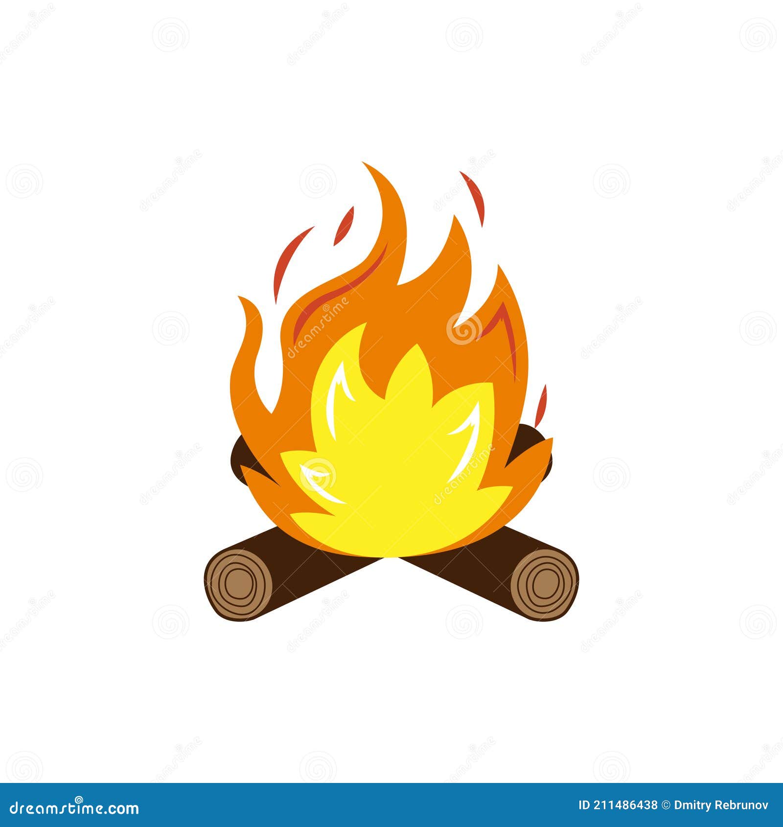 Vector Illustration of a Cartoon Style Bonfire. Isolated on a White ...