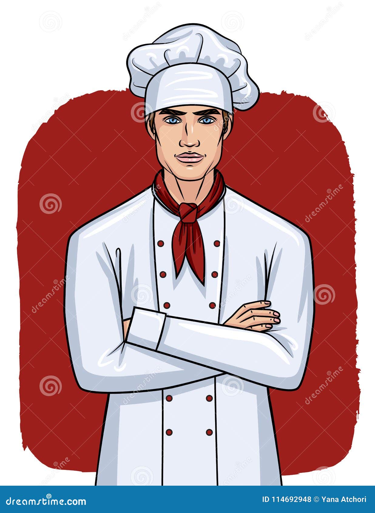 Vector Illustration Cartoon Style Of A Handsome Young Man In Cook