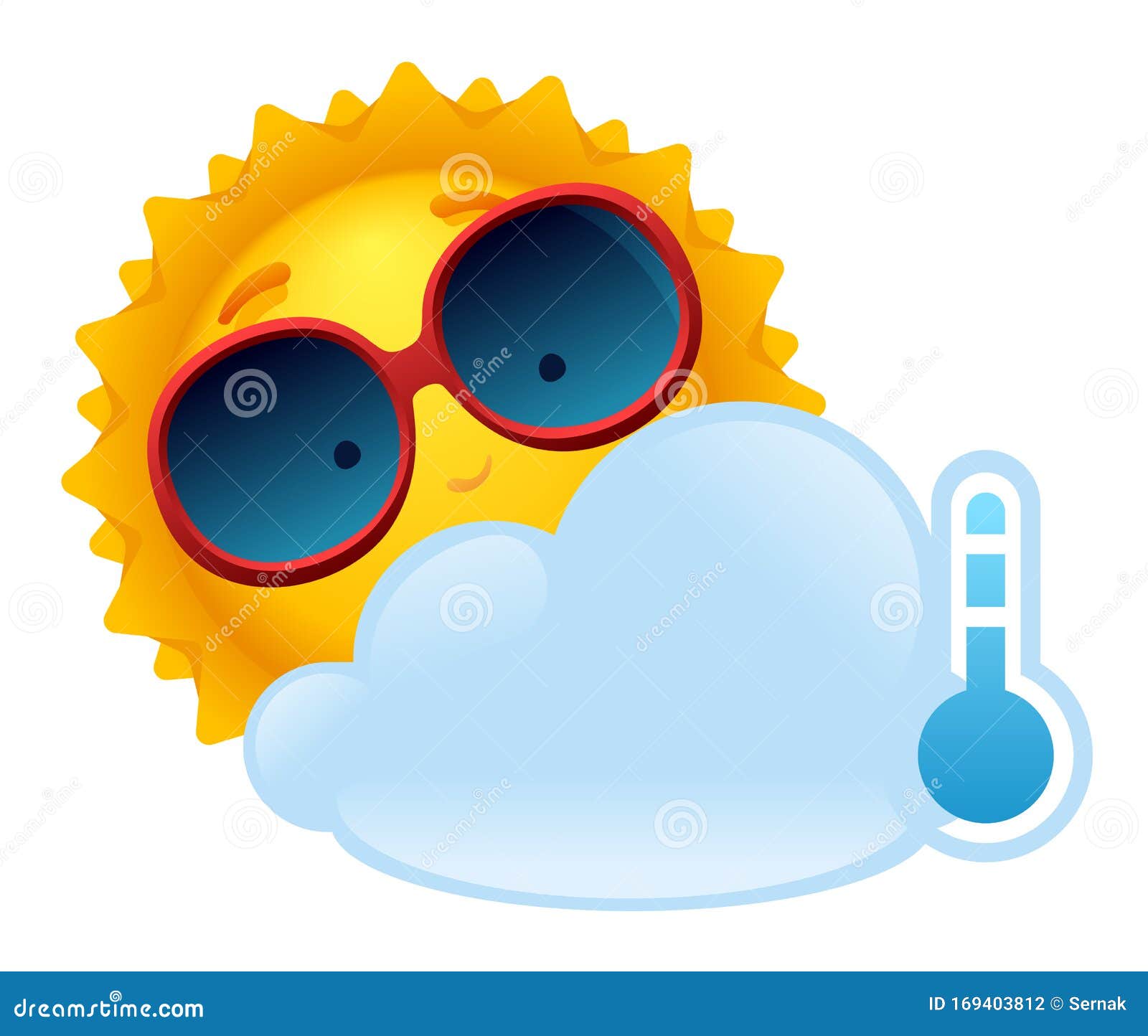 Vector Cartoon Sun with Cold Thermometer Stock Vector - Illustration of ...