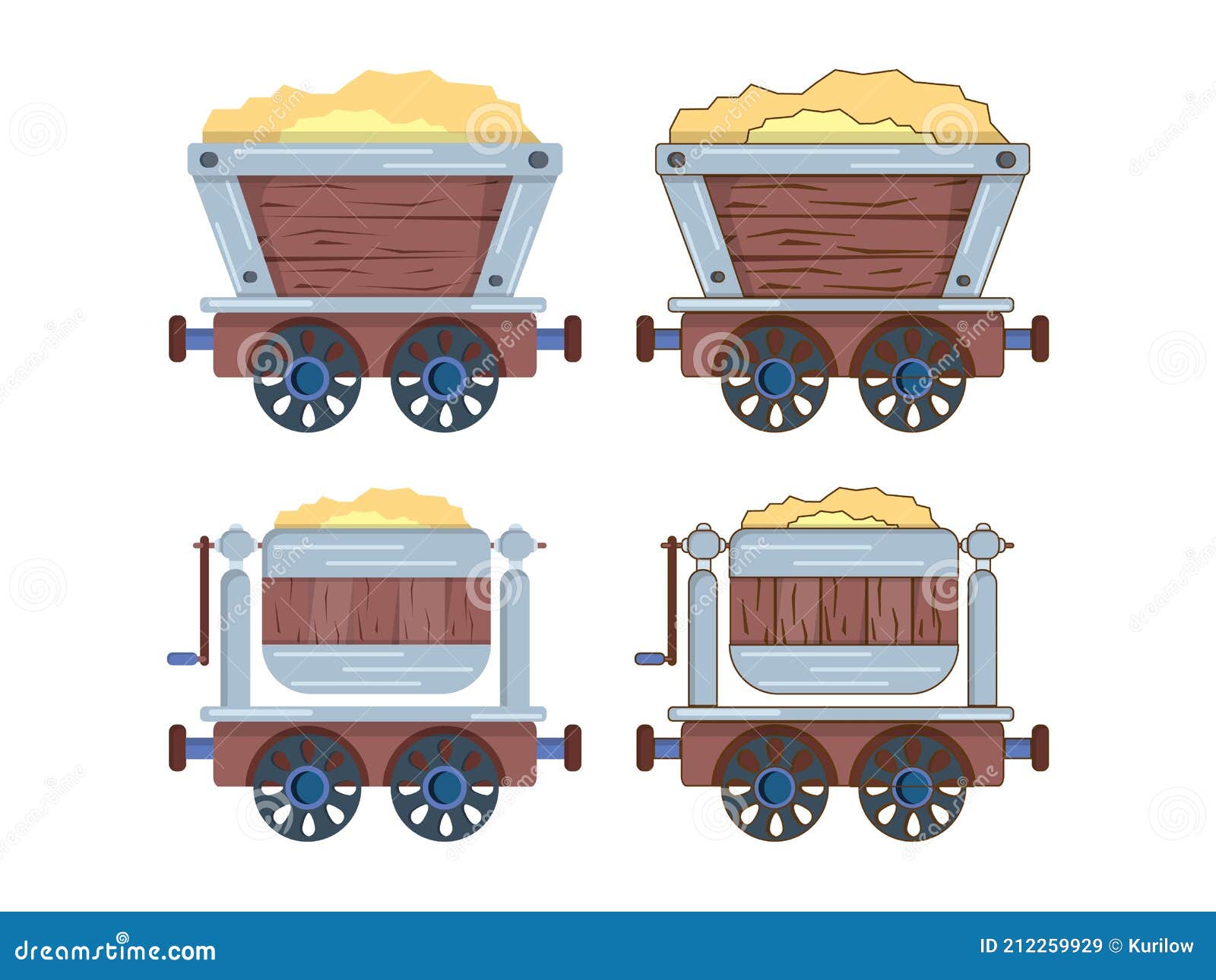 Vector Illustration Cartoon Trolley on Rails. Game Elements Stock ...