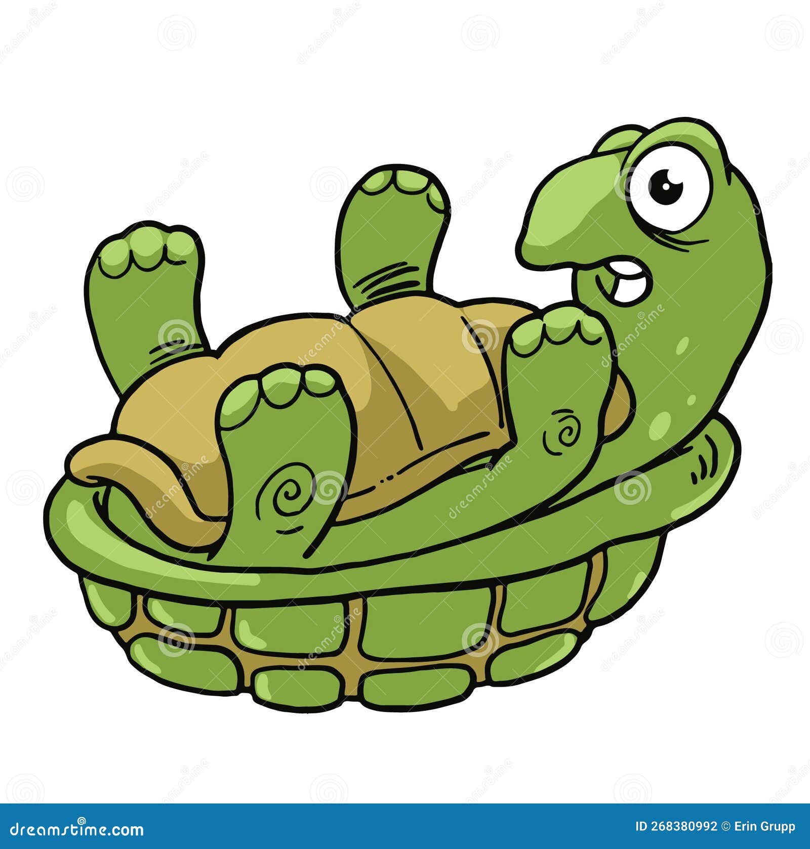 Distressed Cartoon Turtle on Its Back Shell Vector Illustration Stock ...