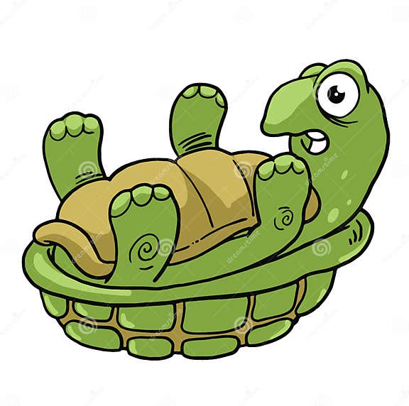 Distressed Cartoon Turtle on Its Back Shell Vector Illustration Stock ...