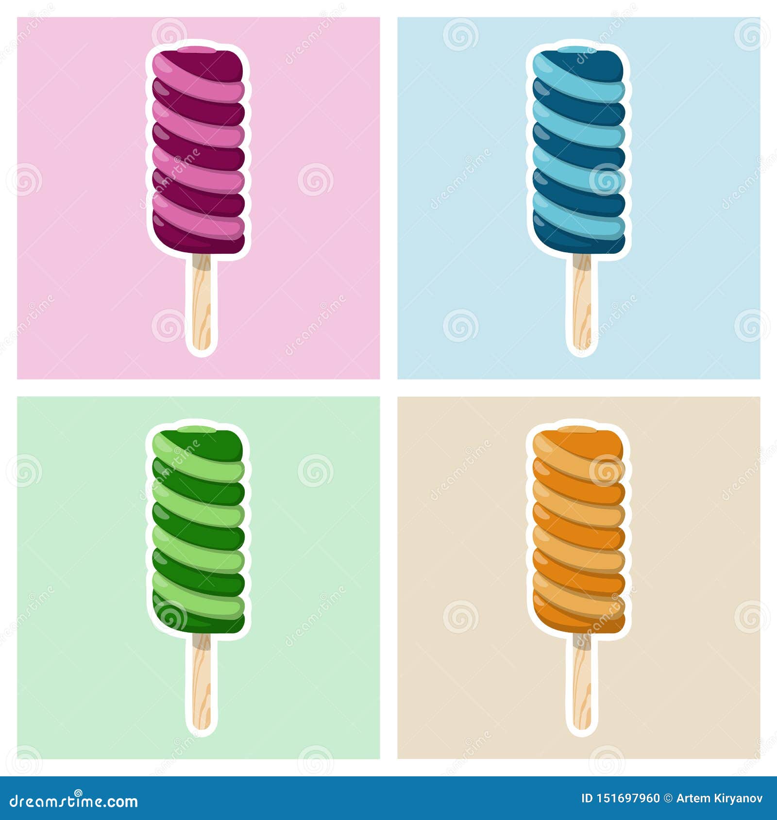 Vector Illustration Of A Cartoon Twisted Popsicle | CartoonDealer.com ...