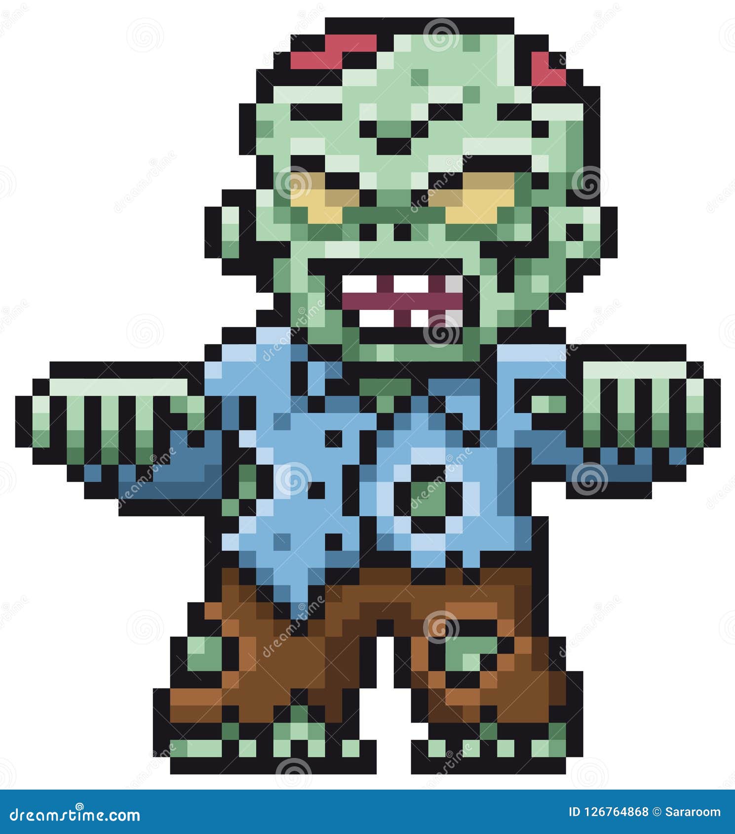 Zombie Pixel Art Pattern Seamless. Pixelated Zombi Background. 8 Bit ...