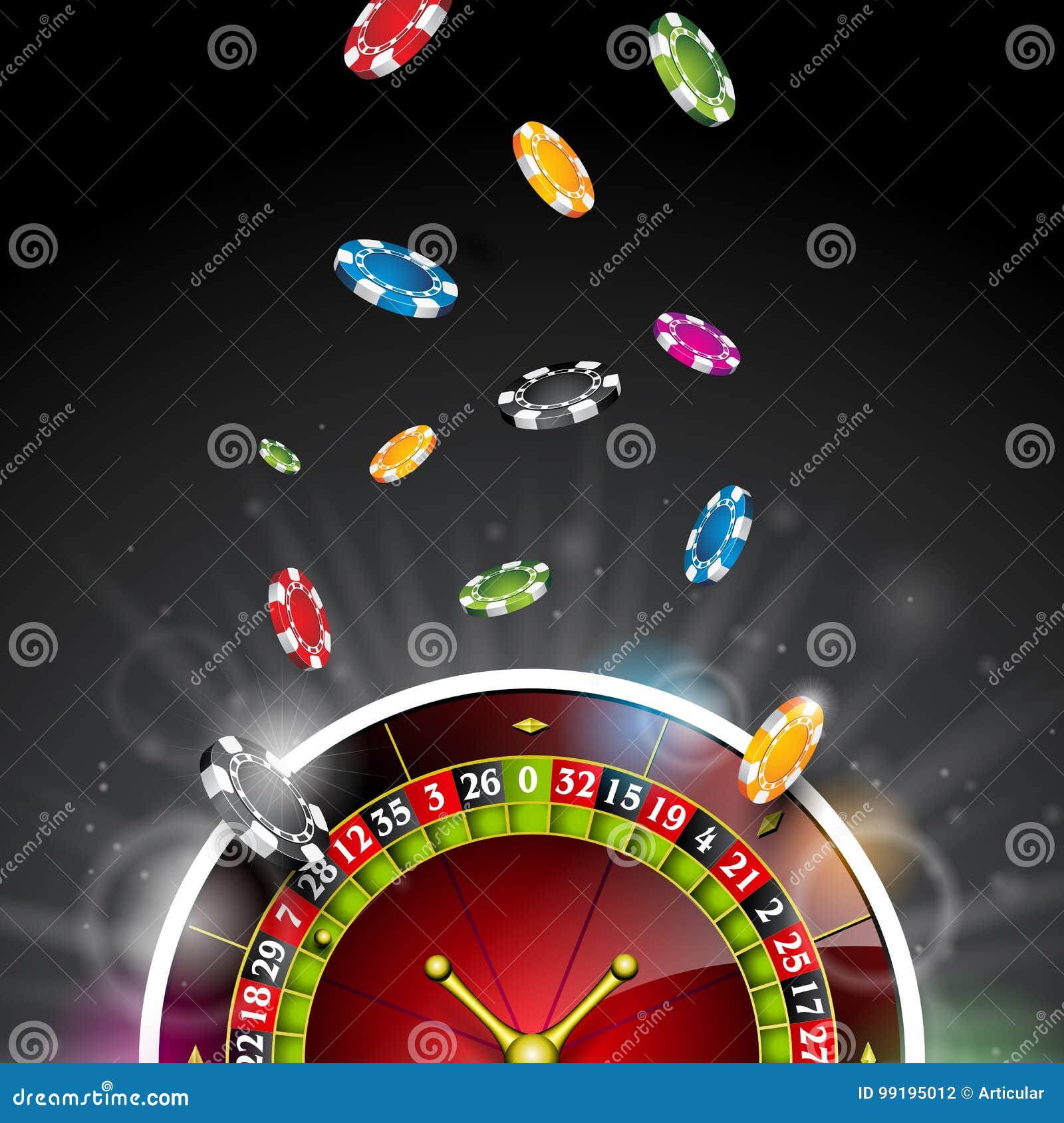 Vector Illustration on a Casino Theme with Color Playing Chips and ...