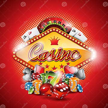 Vector Illustration on a Casino Theme with Gambling Elements on Red ...