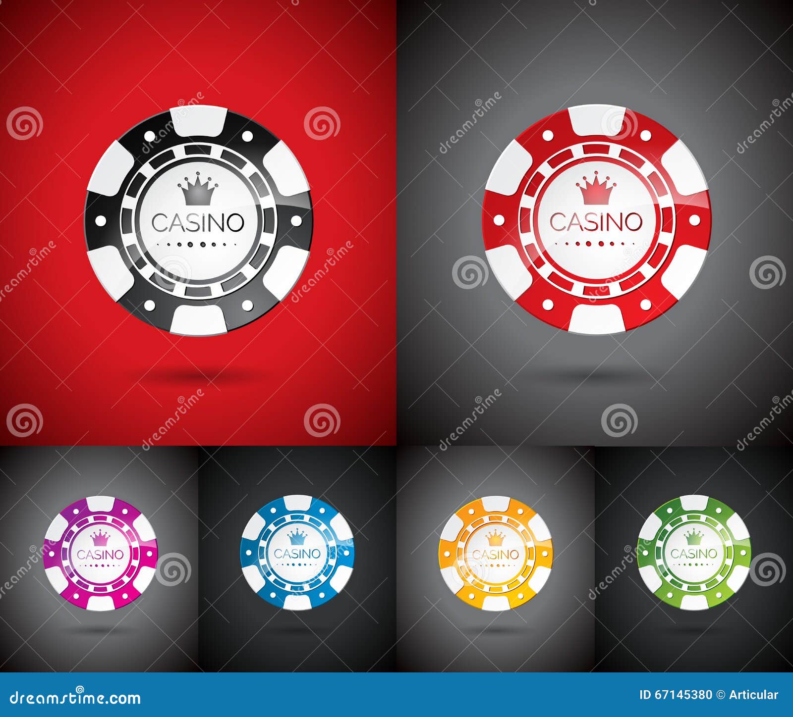 Vector Illustration on a Casino Theme with Playing Chips Set. Stock ...