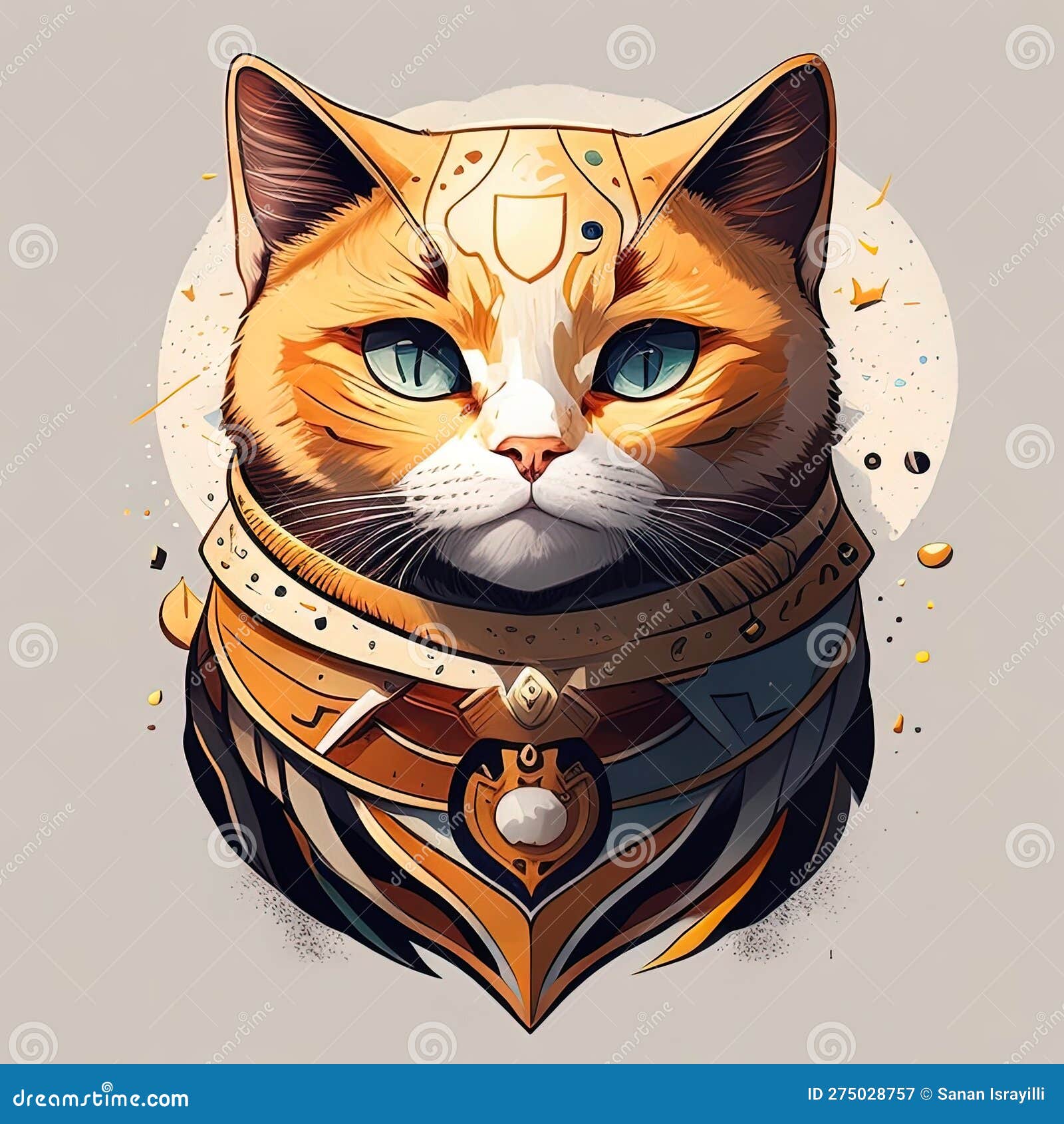Vector Illustration of a Cat in a Helmet with a Pattern on the Skin ...