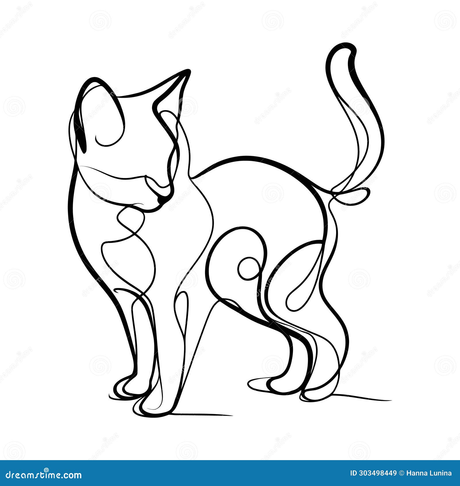 Vector Illustration. Cat in One Line Stock Vector - Illustration of ...