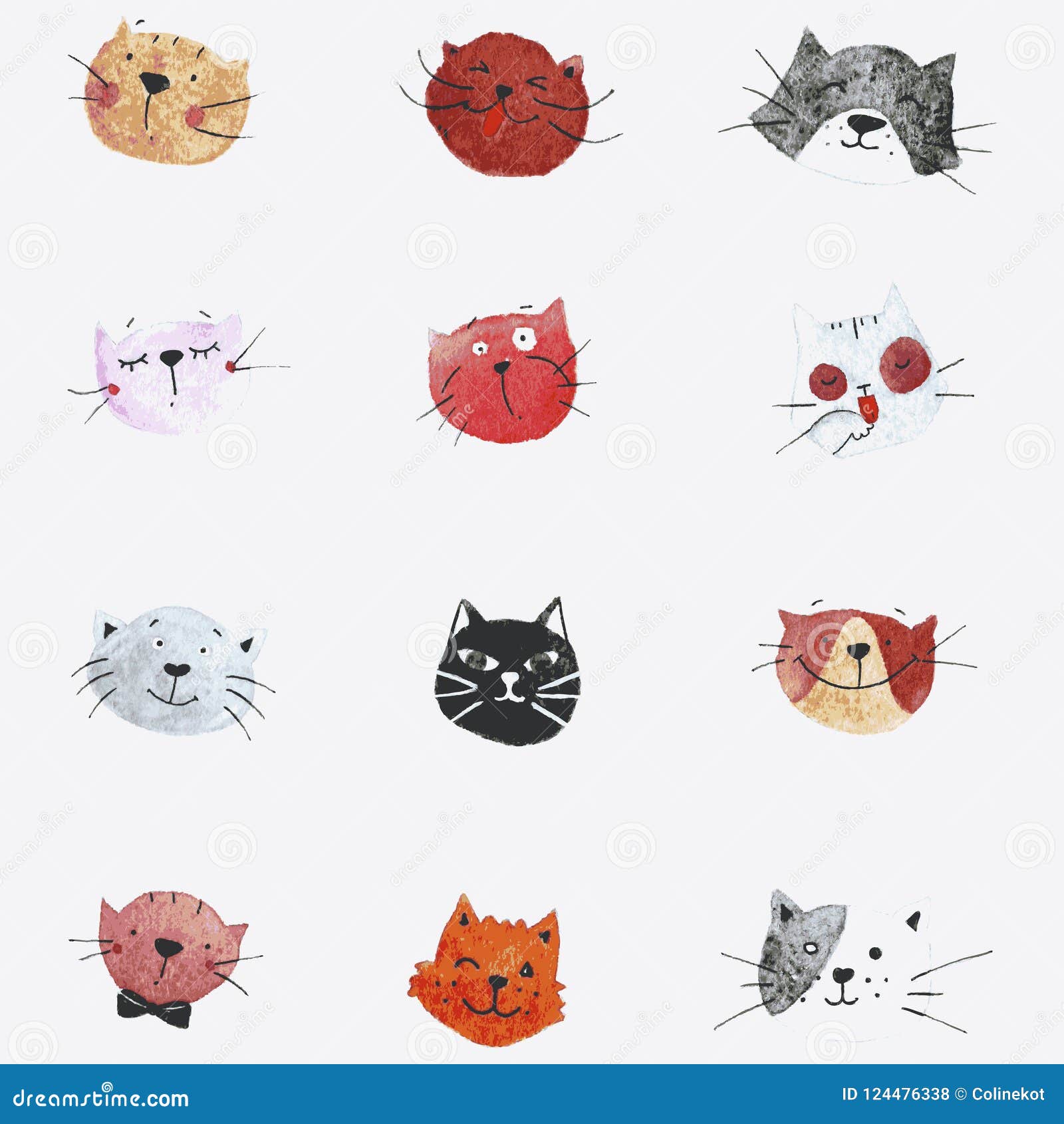 Vector Cat Set stock vector. Illustration of lazy, domestic - 124476338