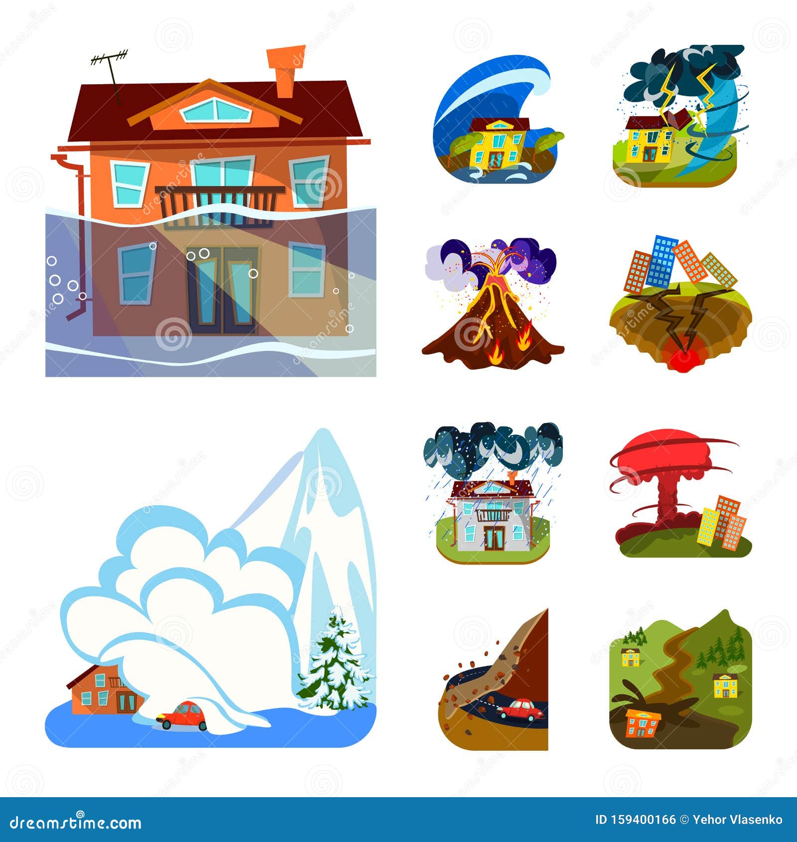 Vector Design of Cataclysm and Disaster Logo. Collection of Cataclysm ...