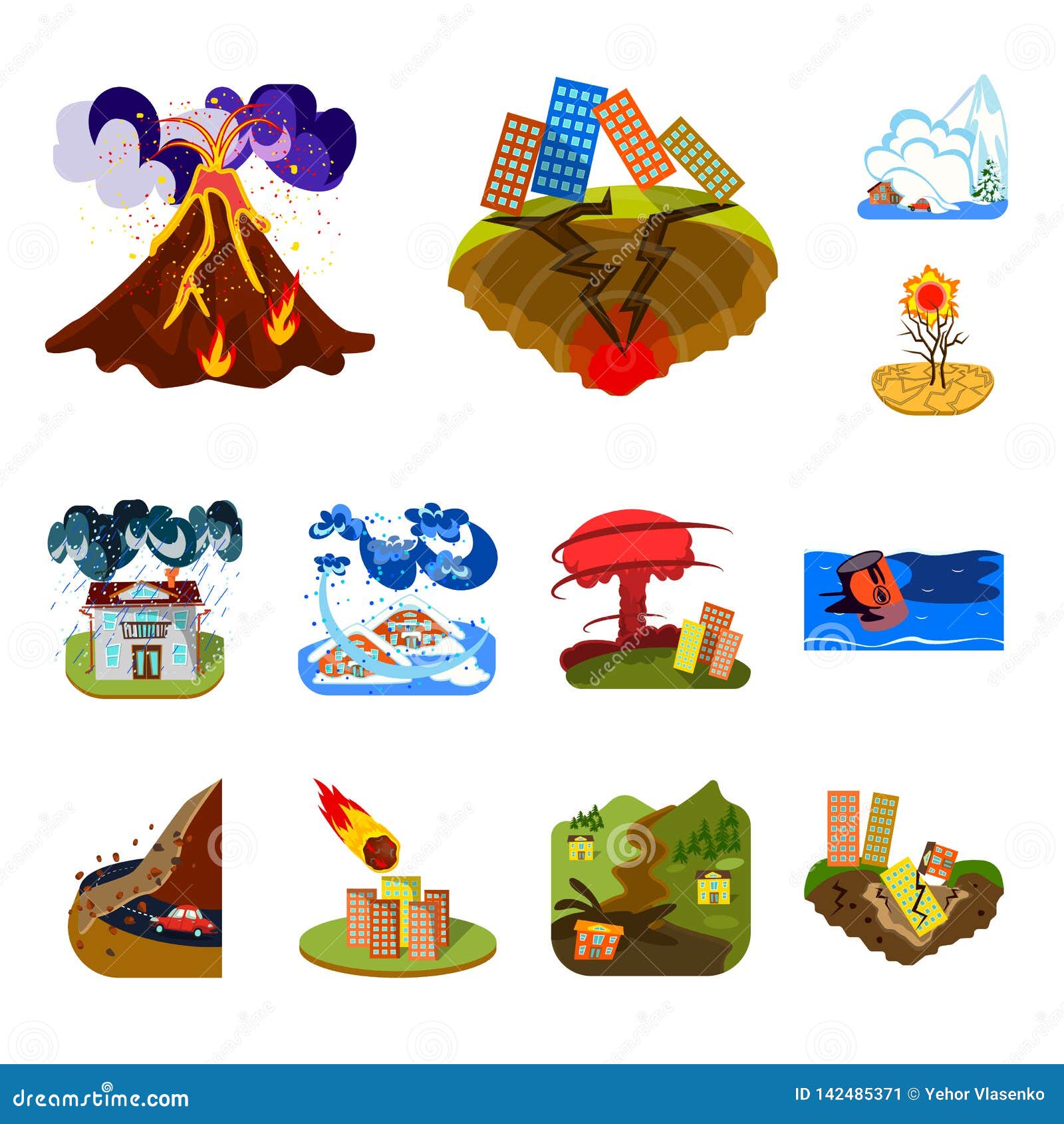 Vector Design of Cataclysm and Disaster Sign. Set of Cataclysm and ...