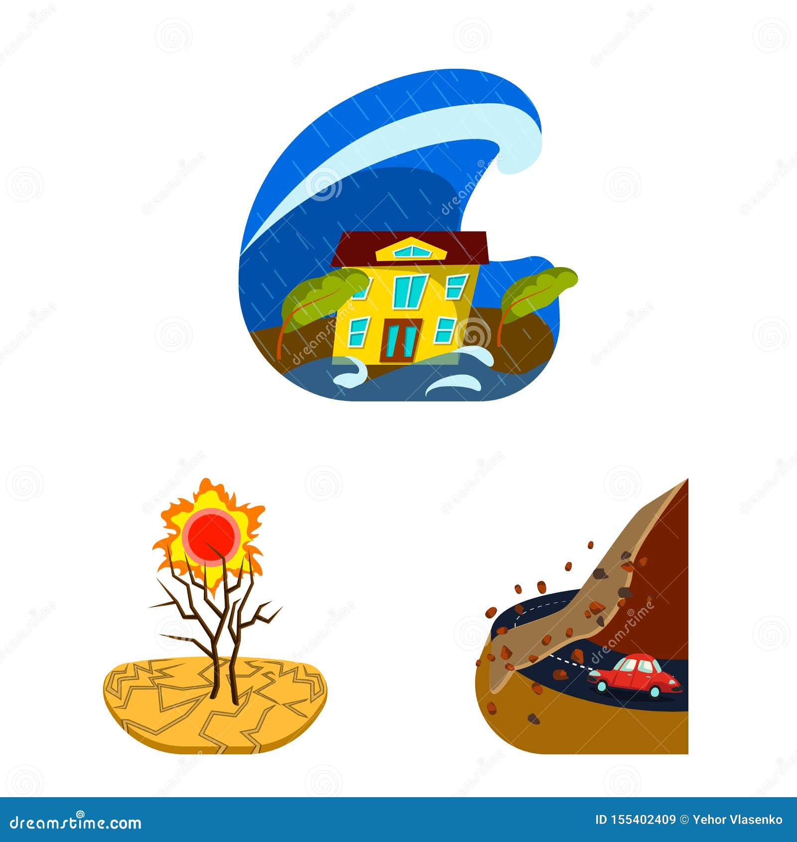 Vector Design of Cataclysm and Disaster Sign. Set of Cataclysm and ...