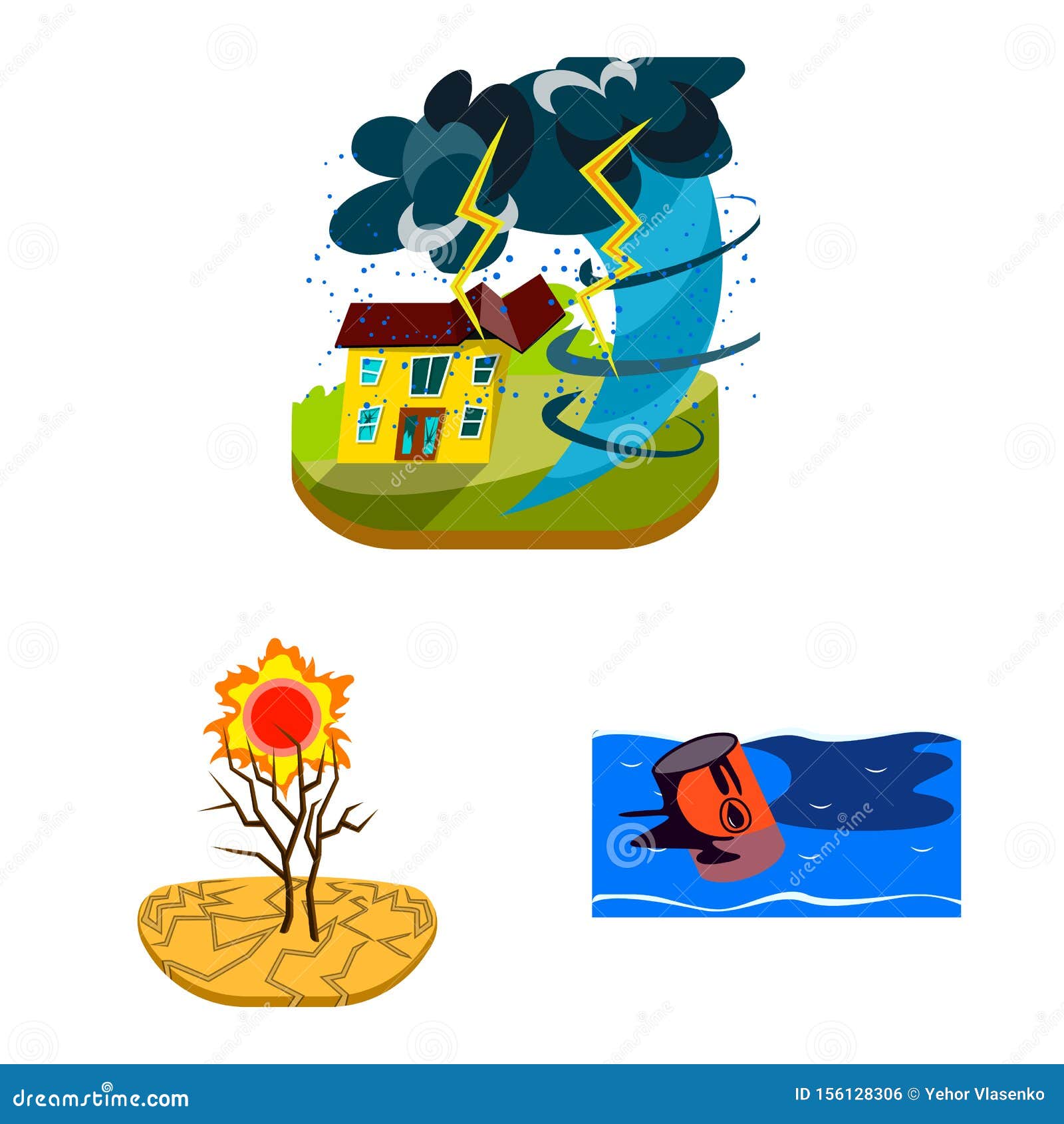 Vector Design of Cataclysm and Disaster Icon. Collection of Cataclysm ...