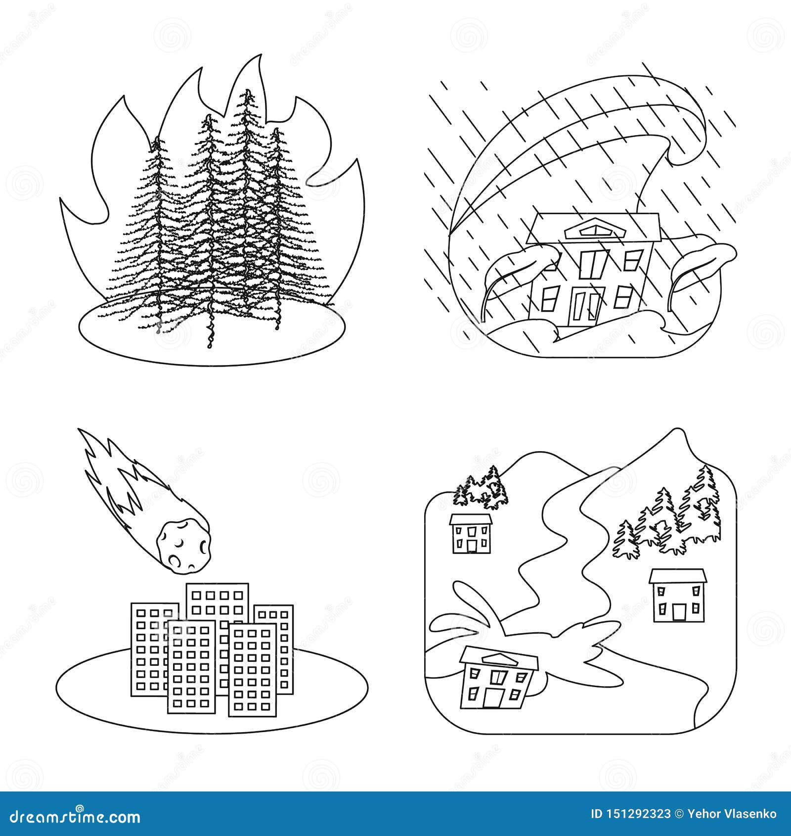 Vector Design of Cataclysm and Disaster Icon. Collection of Cataclysm ...