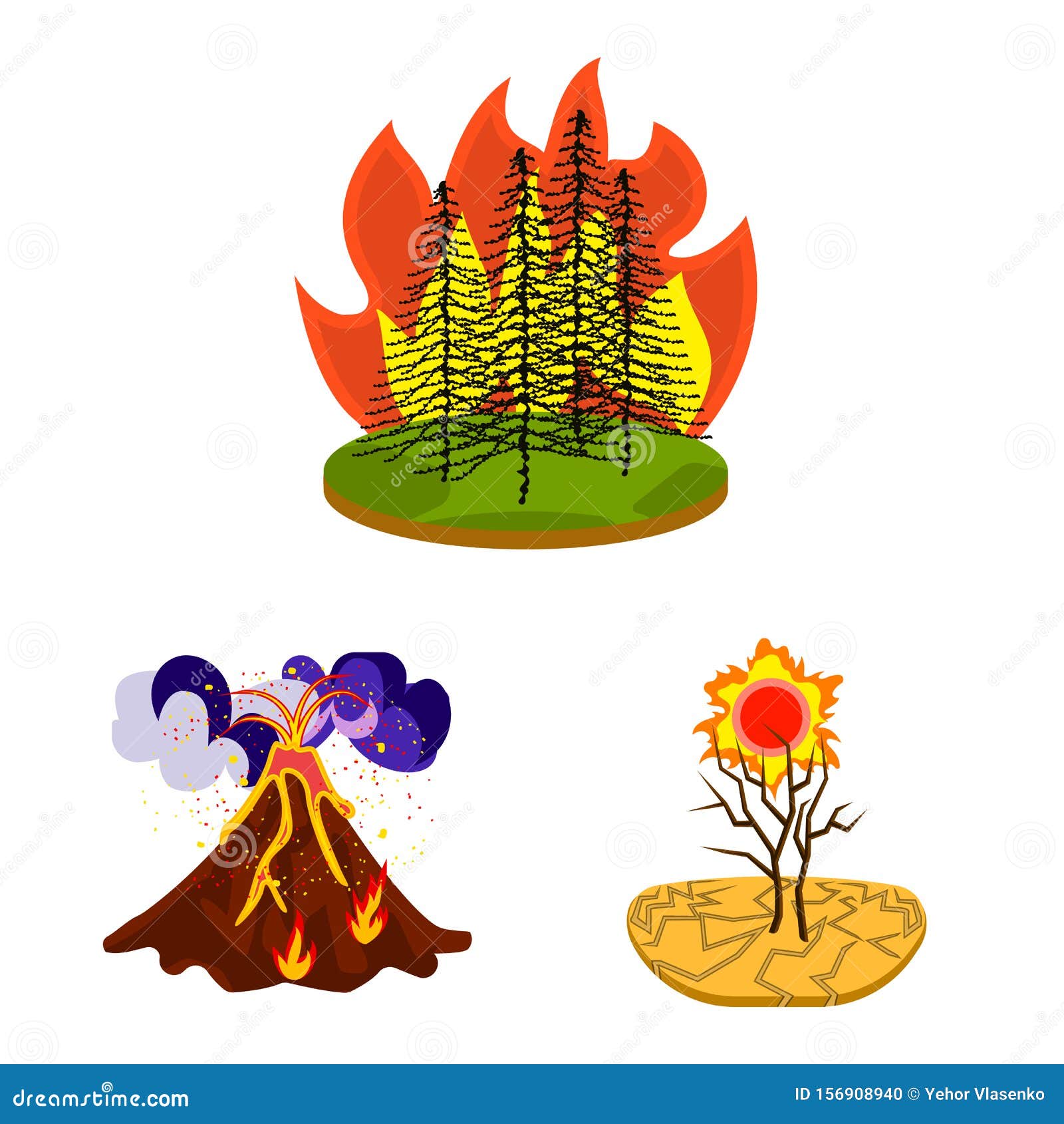 Vector Design of Cataclysm and Disaster Icon. Collection of Cataclysm ...