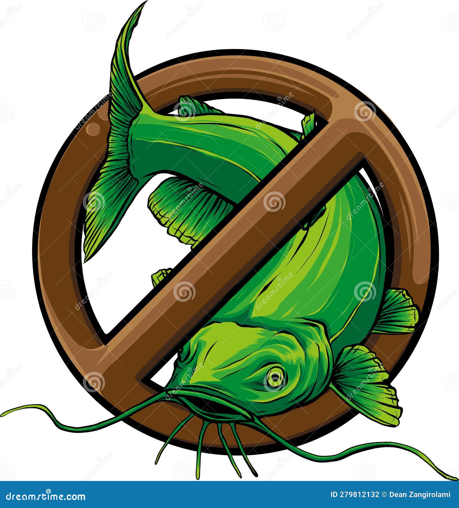 Vector Illustration of Catfish on Forbidden Symbol Stock Vector ...