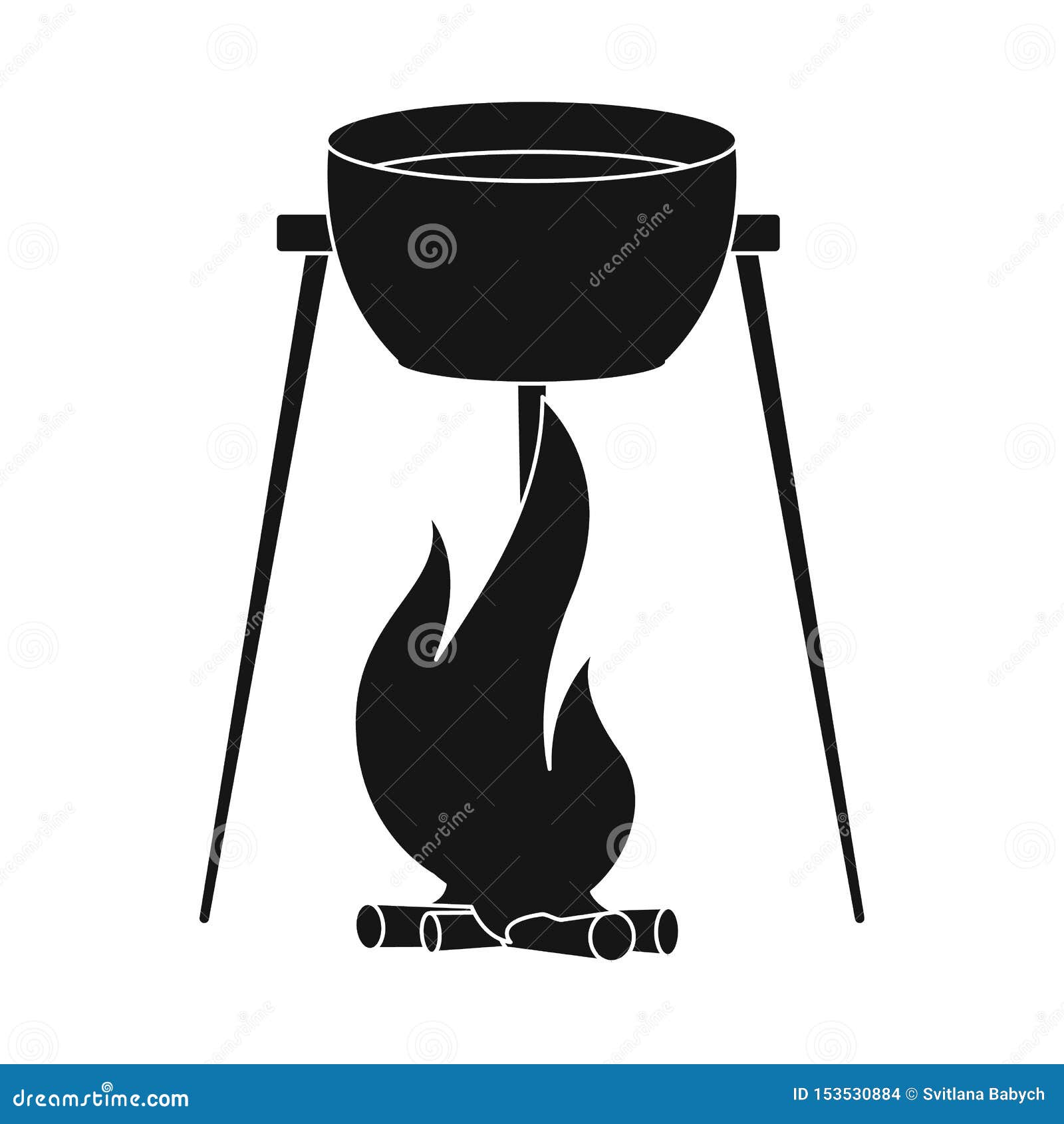 Vector Design of Cauldron and Fire Sign. Collection of Cauldron and ...