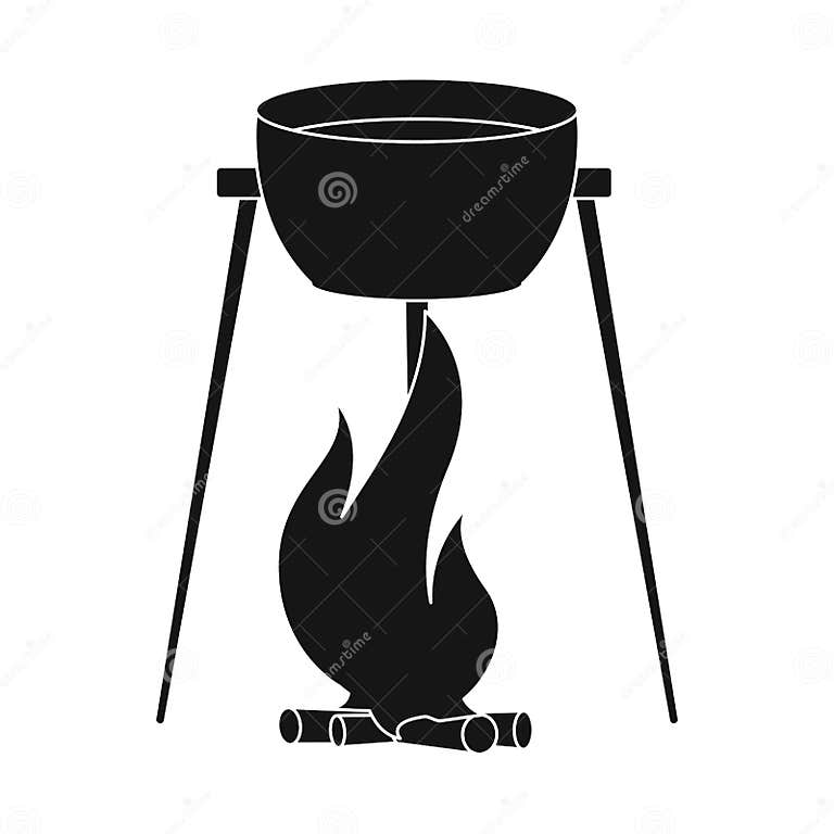Vector Design of Cauldron and Fire Sign. Collection of Cauldron and ...