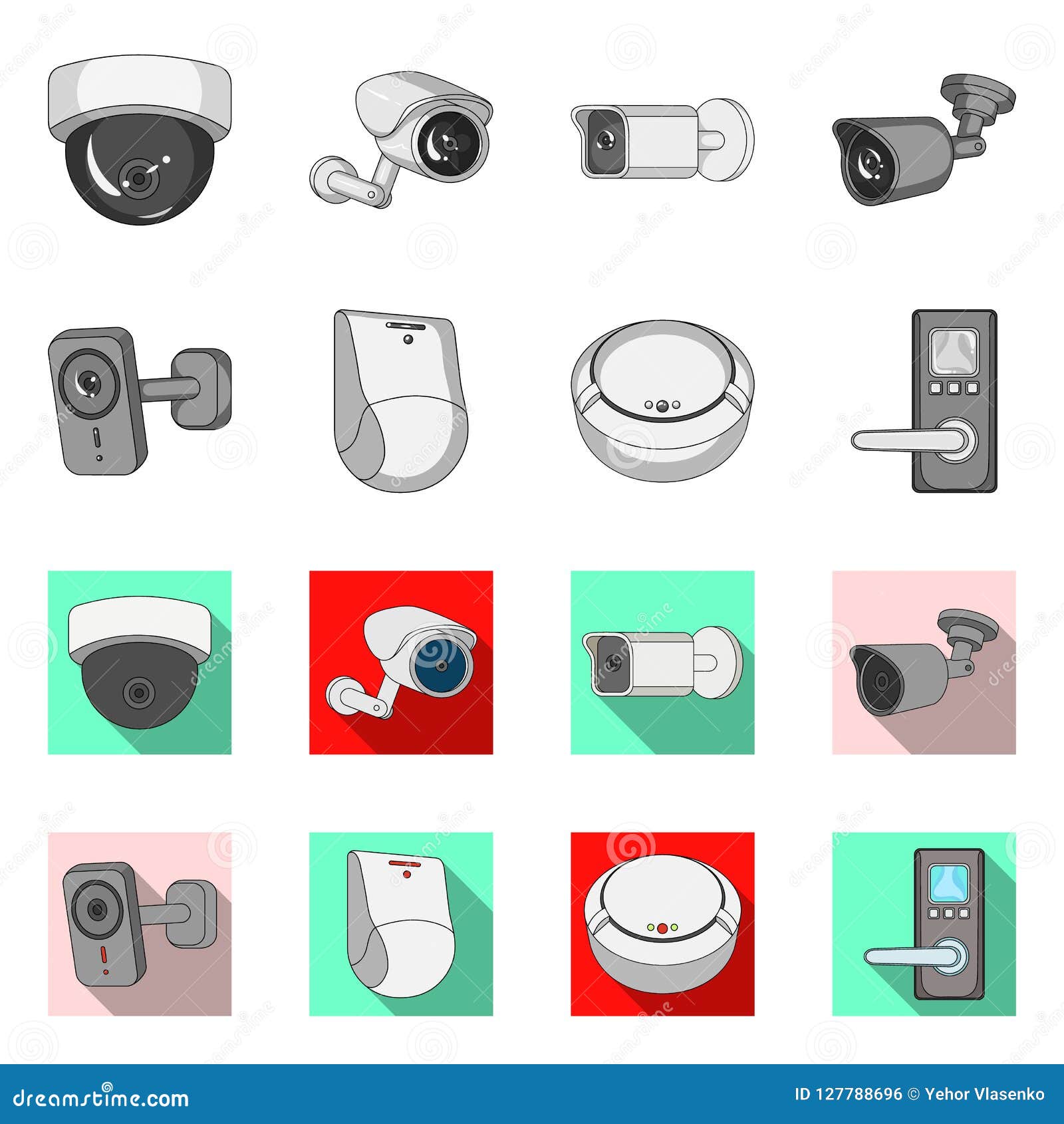 Vector Illustration of Cctv and Camera Icon. Collection of Cctv and ...