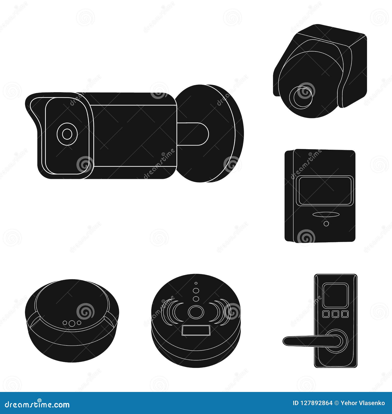 Vector Illustration of Cctv and Camera Icon. Set of Cctv and System ...