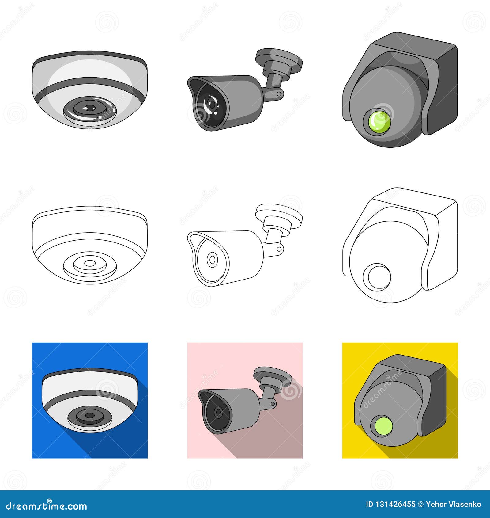 Vector Illustration of Cctv and Camera Icon. Set of Cctv and System ...