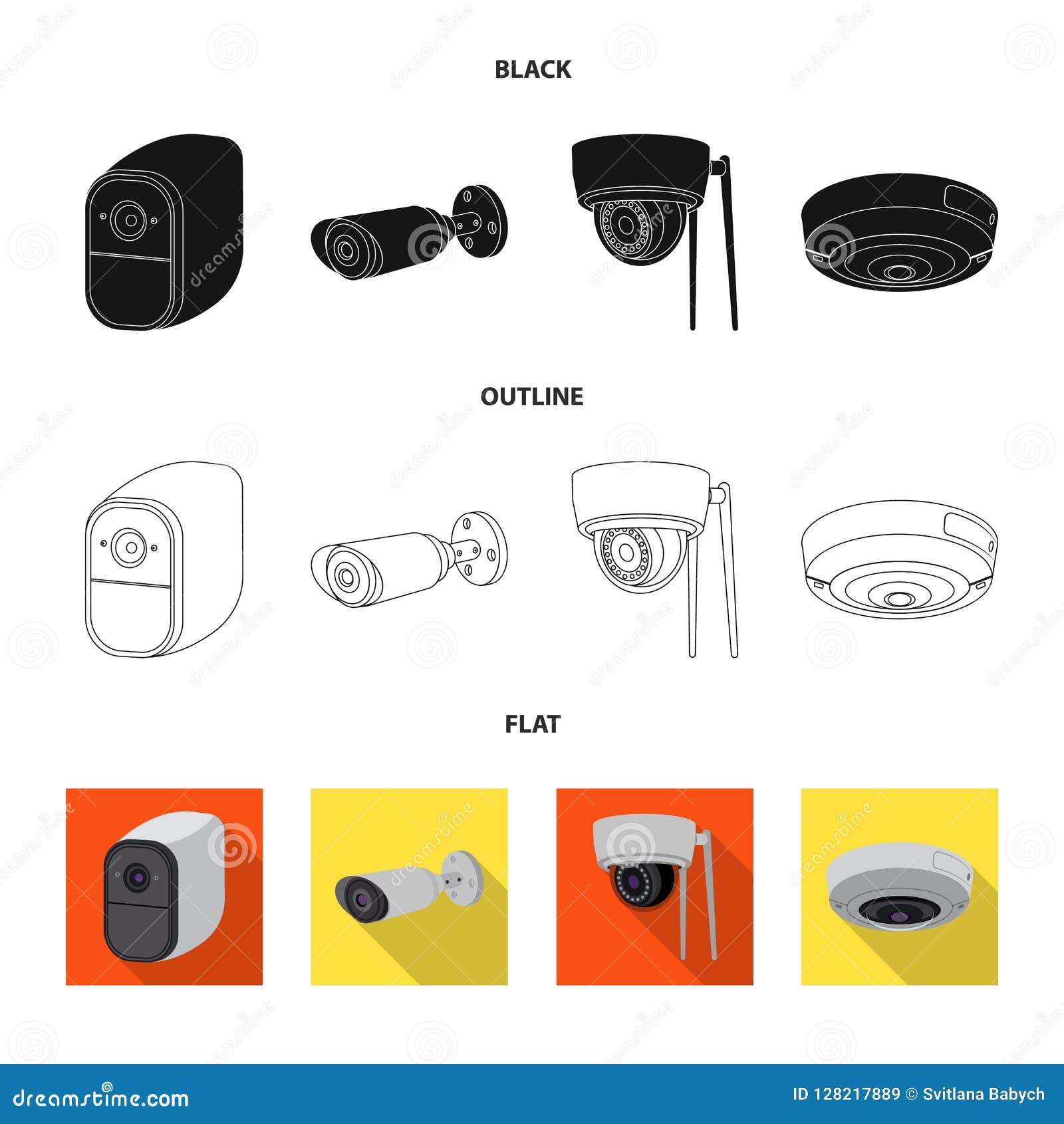 Vector Design of Cctv and Camera Sign. Set of Cctv and System Stock ...