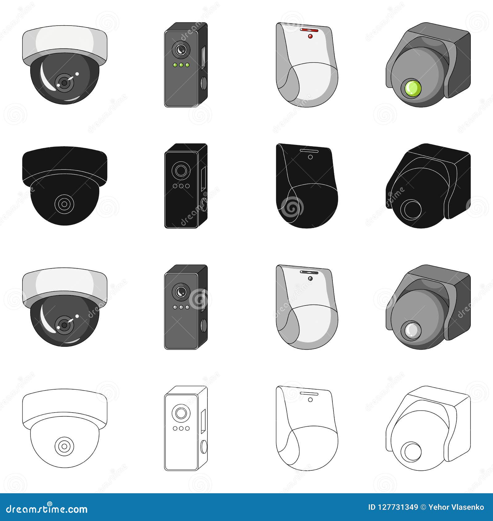 Vector Design of Cctv and Camera Sign. Set of Cctv and System Stock ...