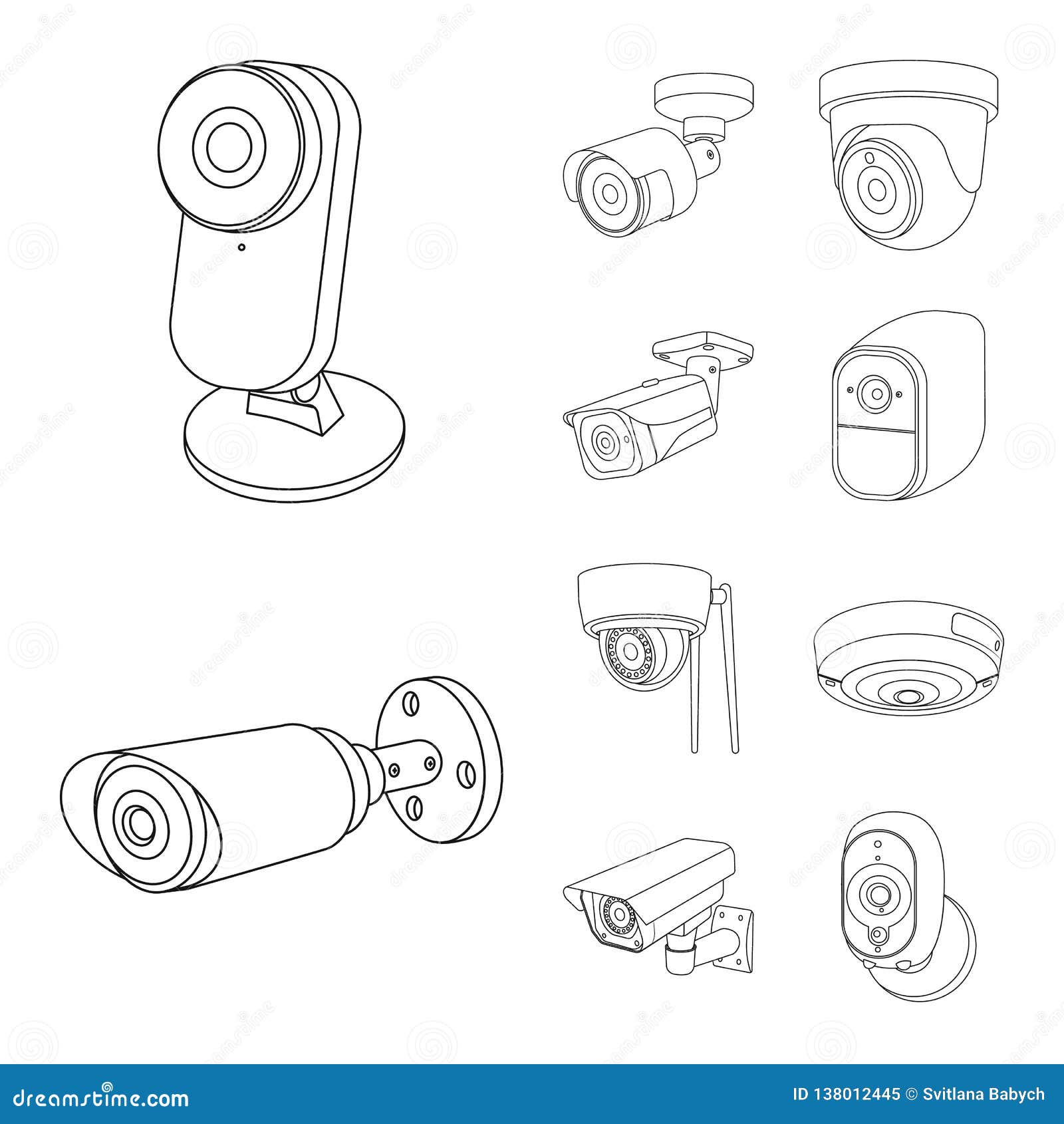 Vector Design of Cctv and Camera Symbol. Set of Cctv and System Stock ...