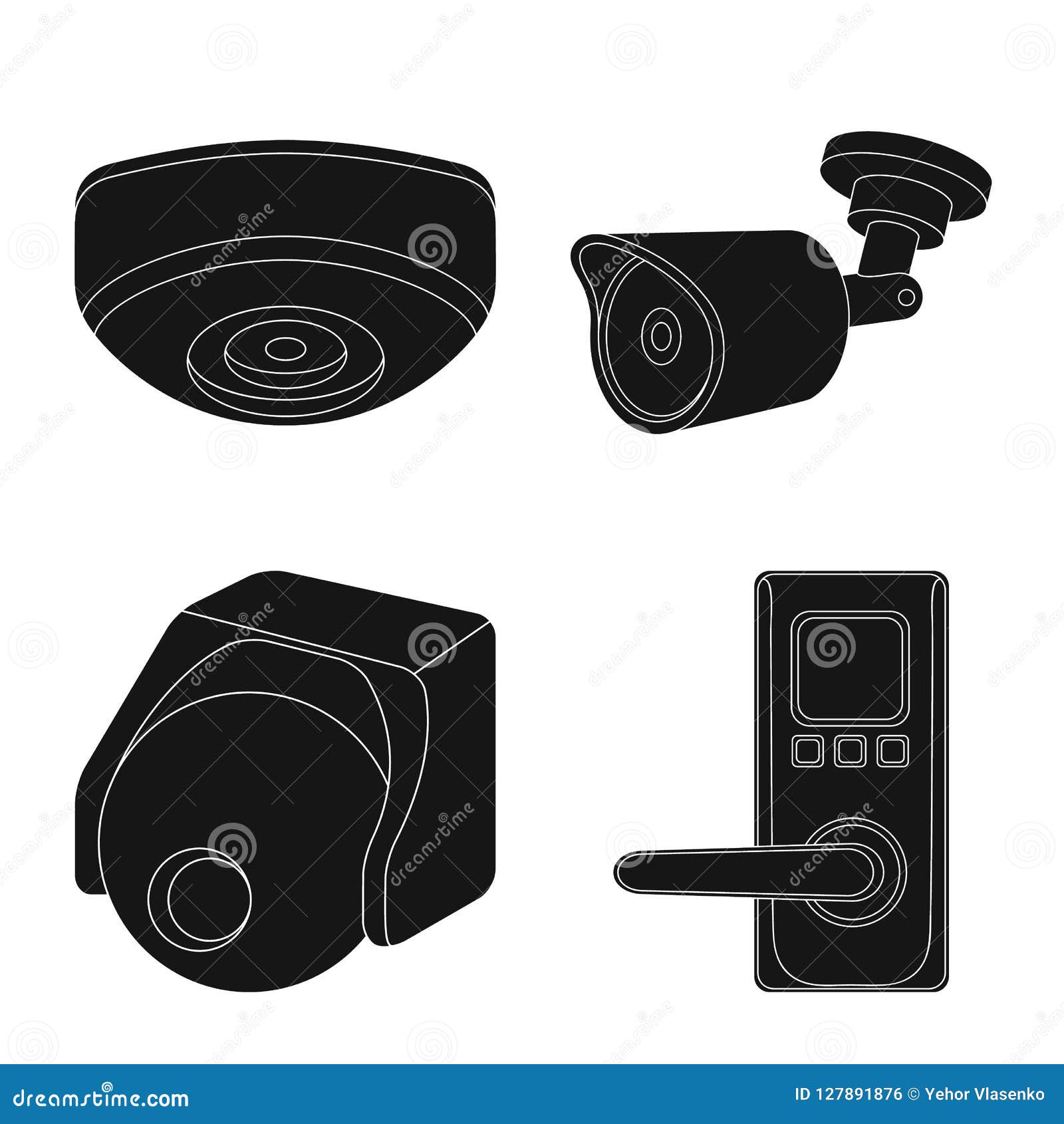 Vector Illustration of Cctv and Camera Symbol. Collection of Cctv and ...