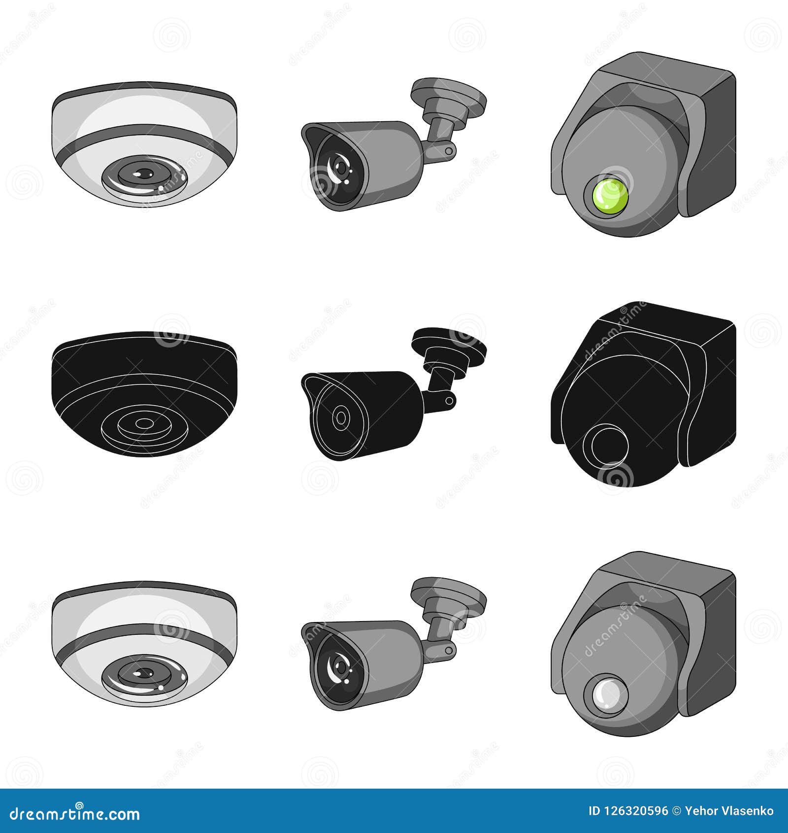 Vector Illustration of Cctv and Camera Symbol. Collection of Cctv and ...