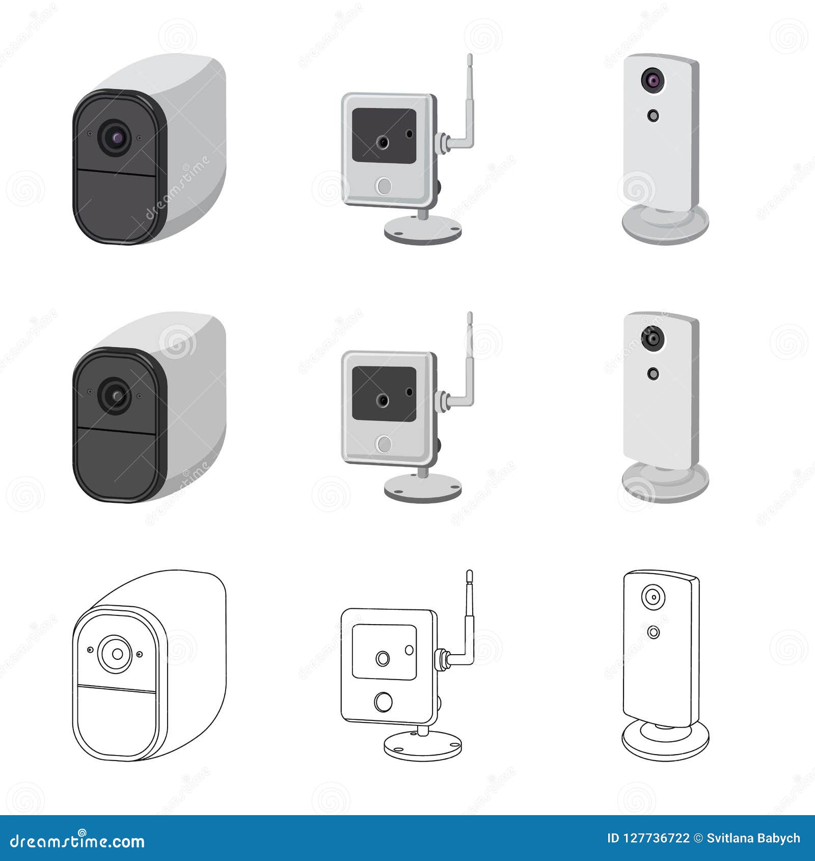 Vector Illustration of Cctv and Camera Symbol. Collection of Cctv and ...