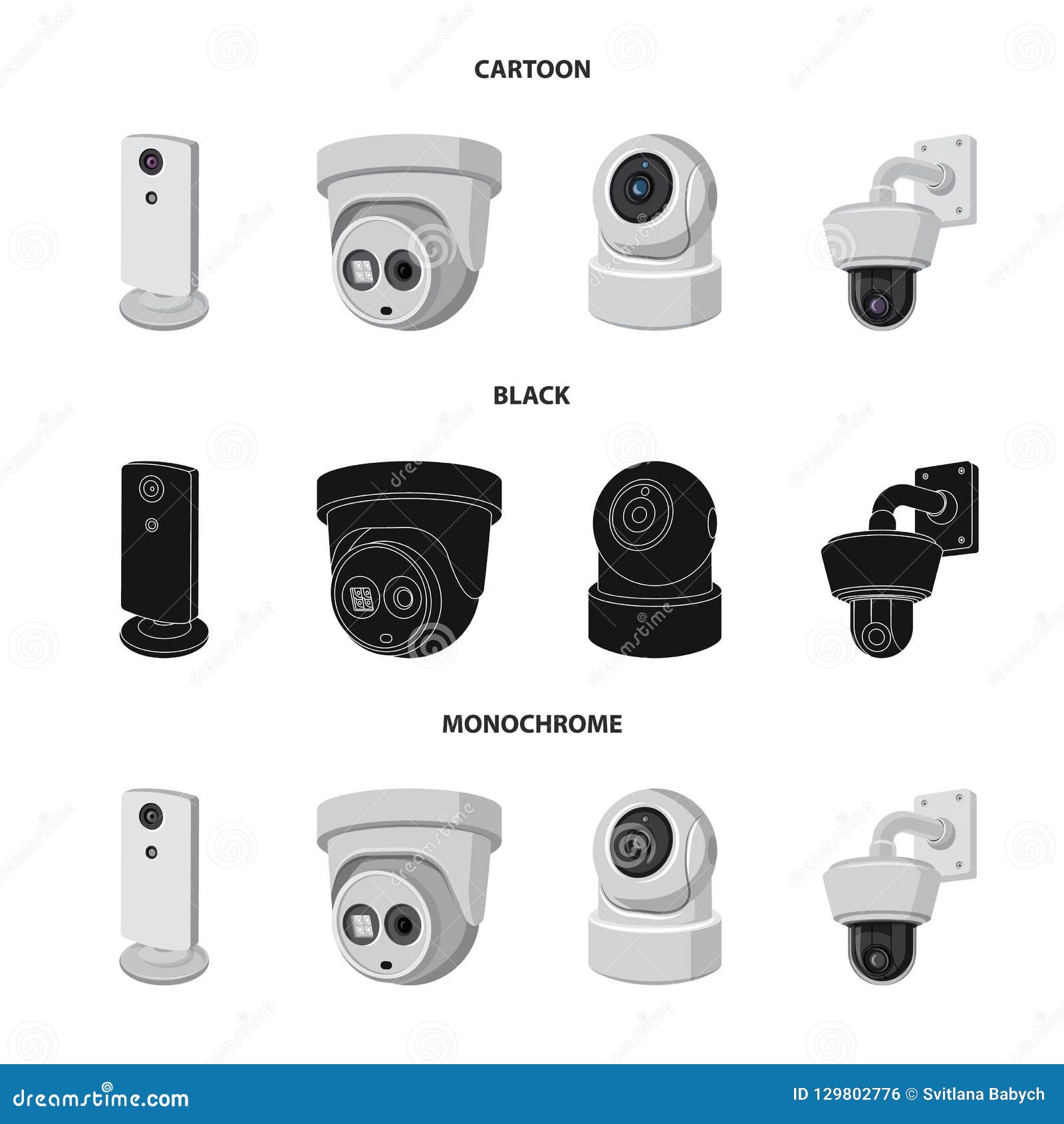 Vector Illustration of Cctv and Camera Symbol. Collection of Cctv and ...
