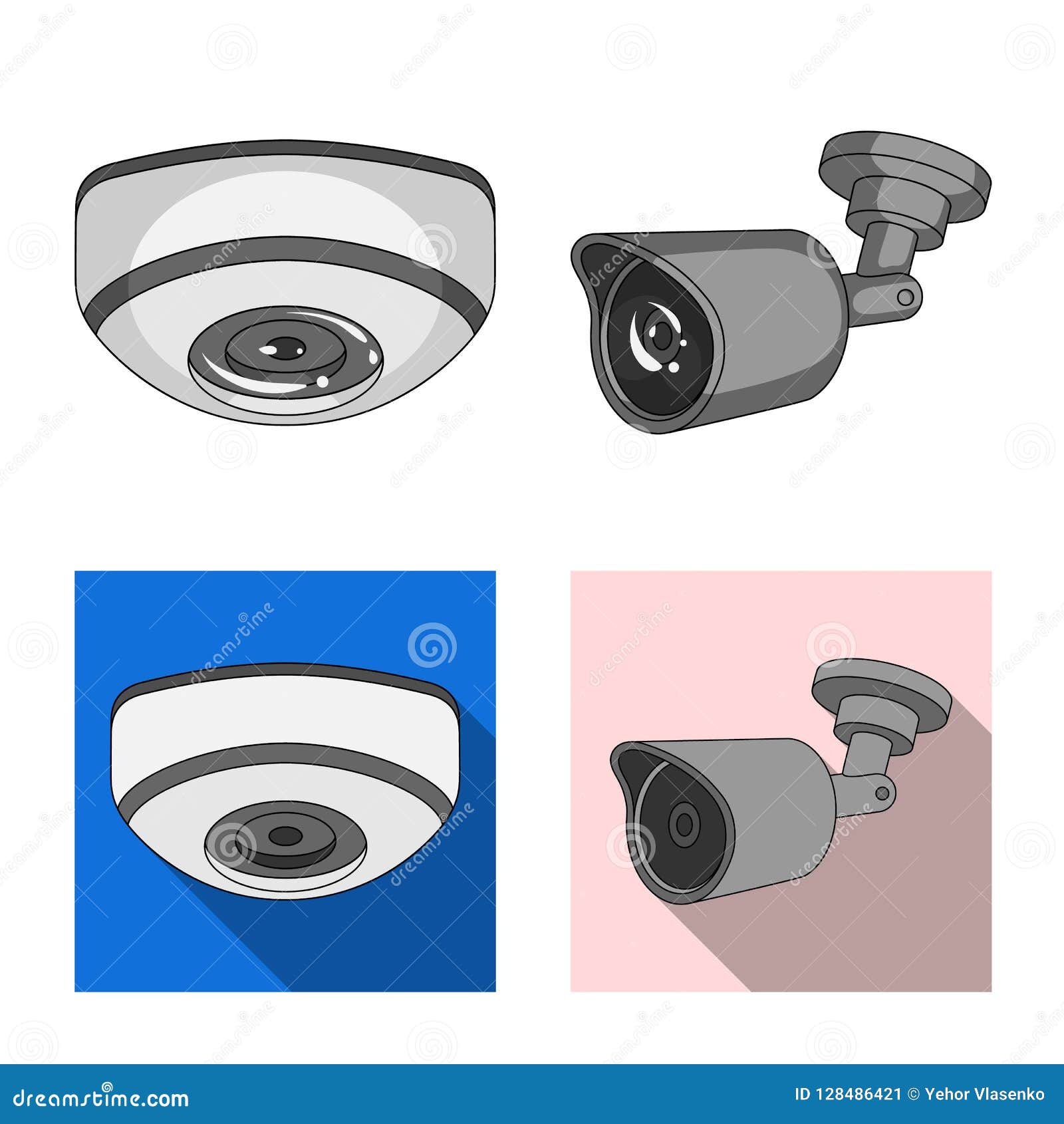 Vector Illustration of Cctv and Camera Symbol. Set of Cctv and System ...