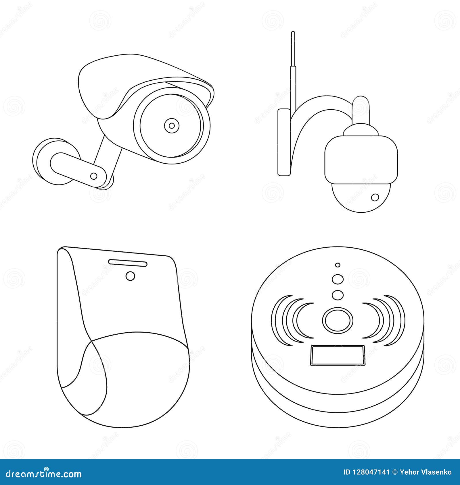 Vector Illustration of Cctv and Camera Symbol. Set of Cctv and System ...