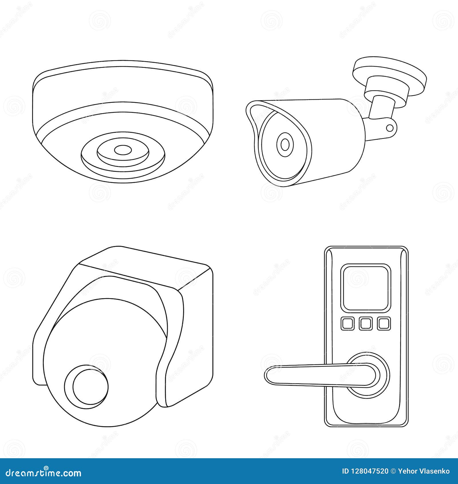 Vector Illustration of Cctv and Camera Symbol. Set of Cctv and System ...