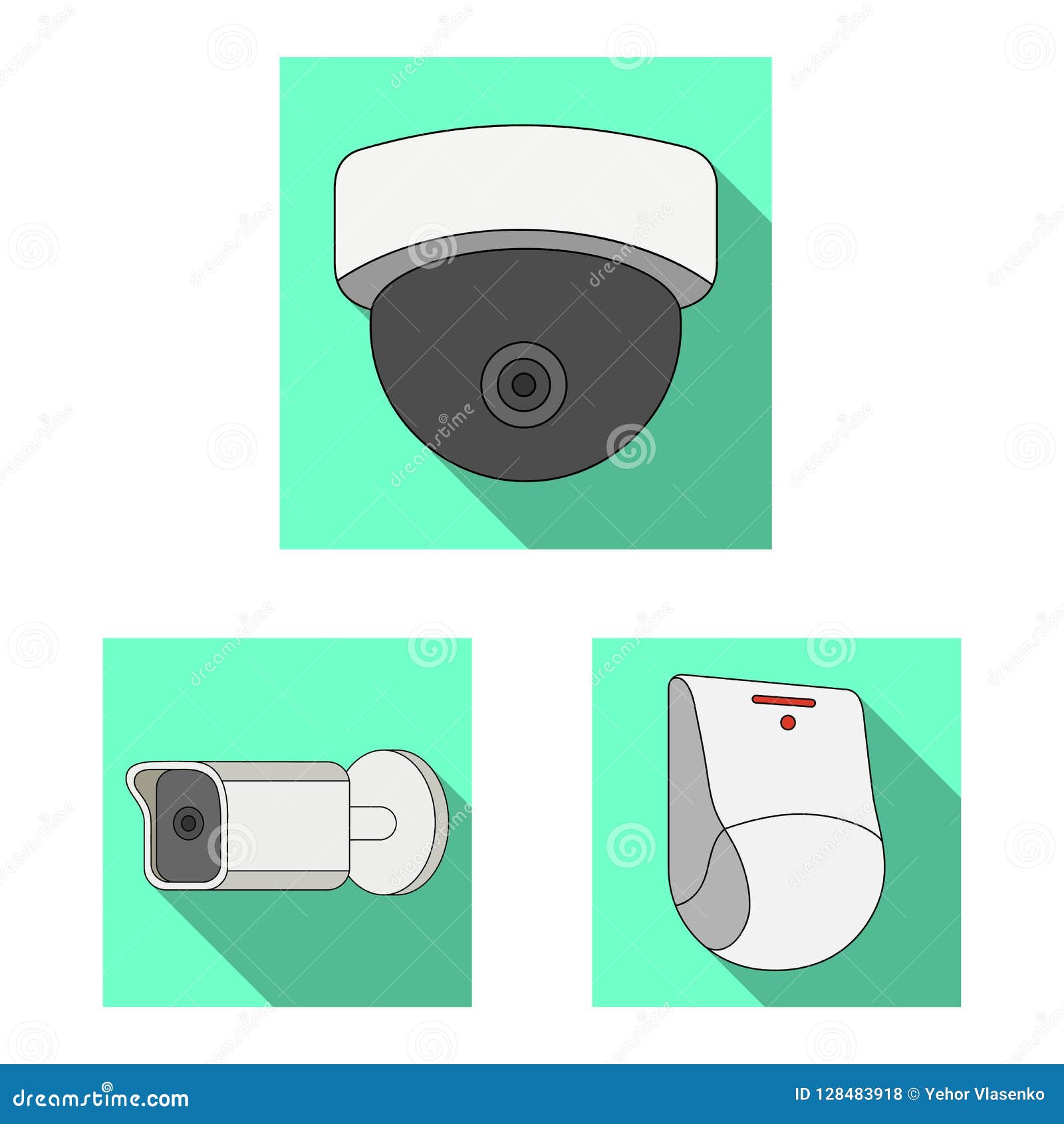 Vector Illustration of Cctv and Camera Symbol. Set of Cctv and System ...