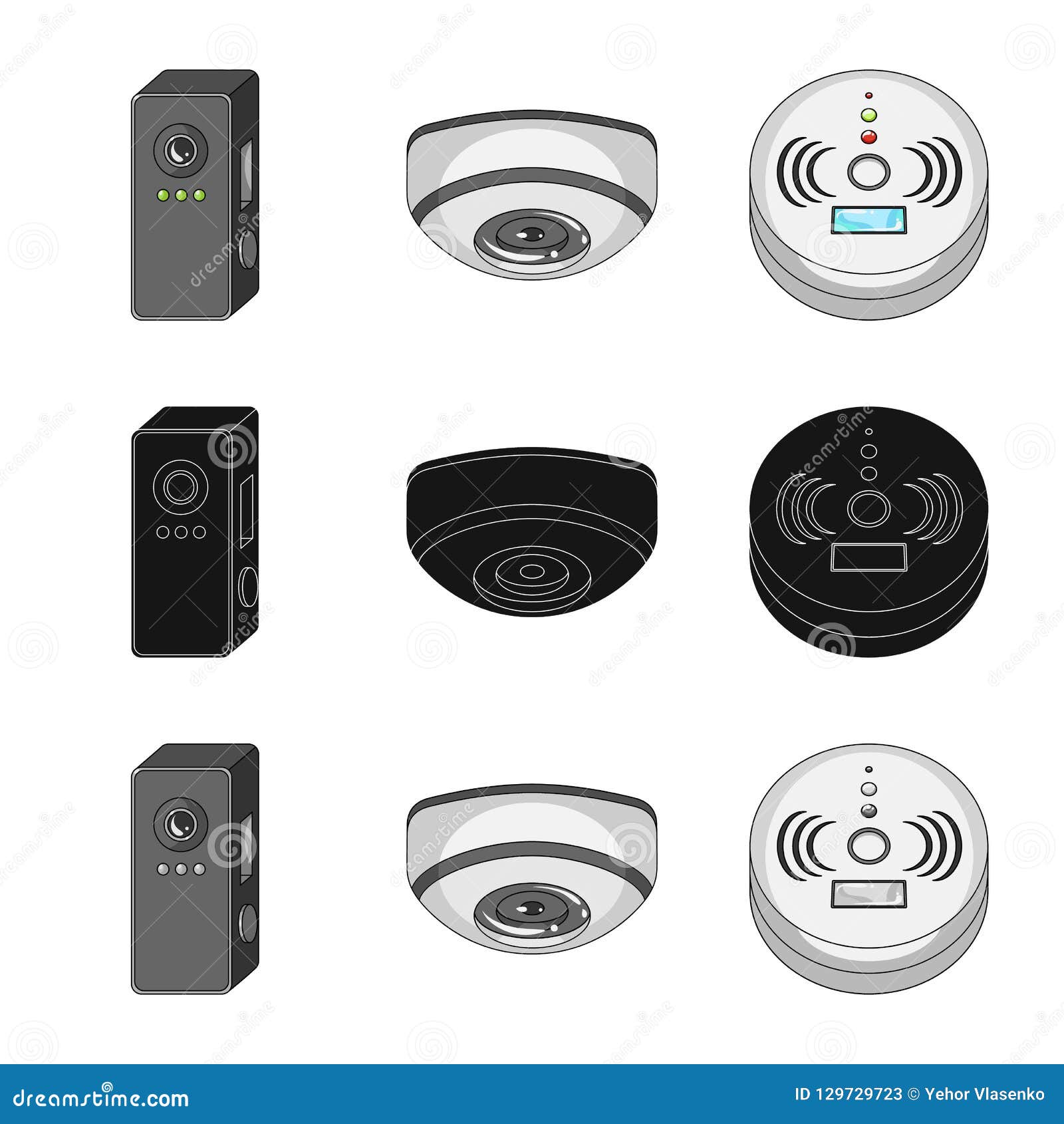 Vector Illustration of Cctv and Camera Symbol. Set of Cctv and System ...