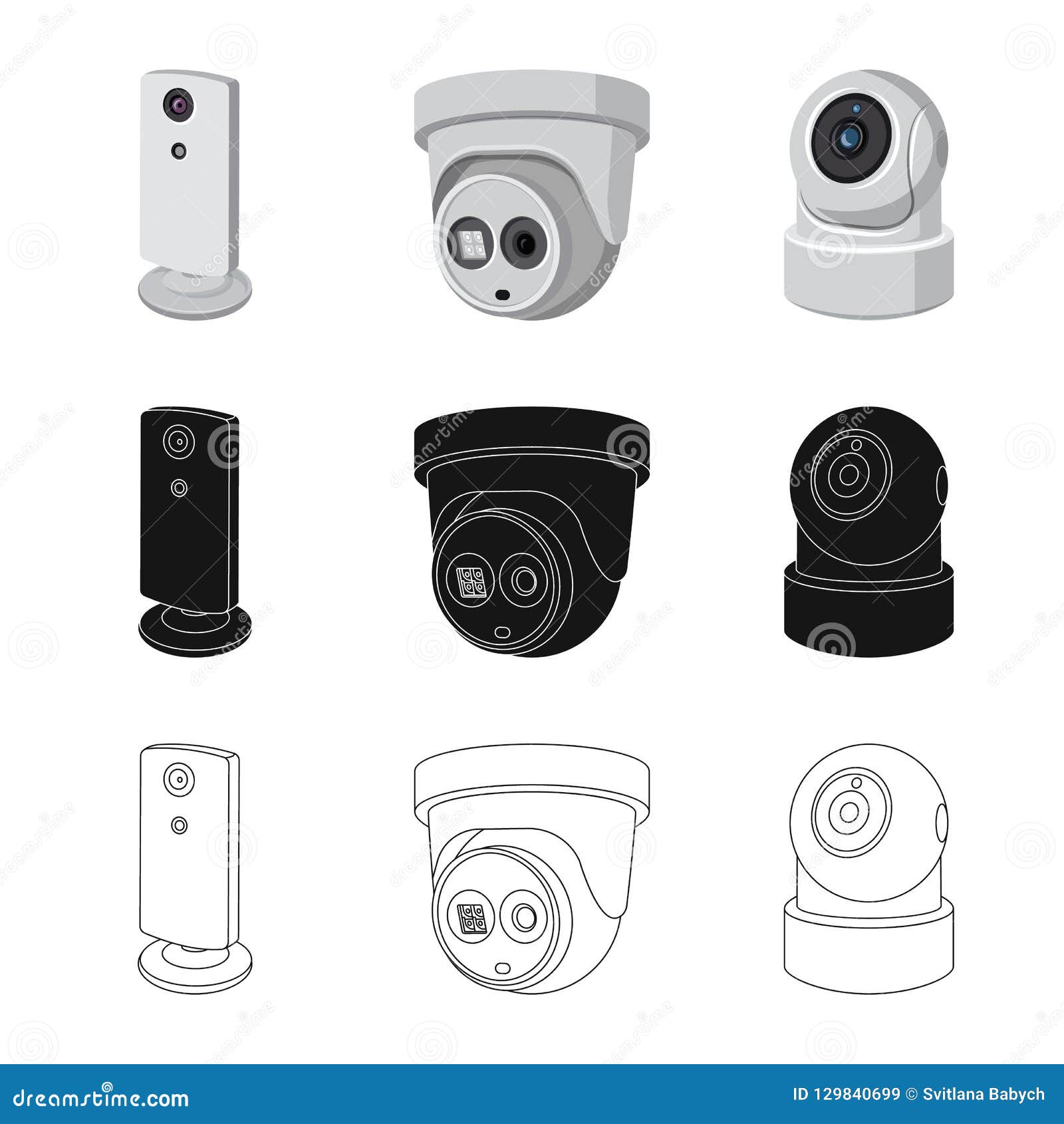 Vector Illustration of Cctv and Camera Symbol. Set of Cctv and System ...