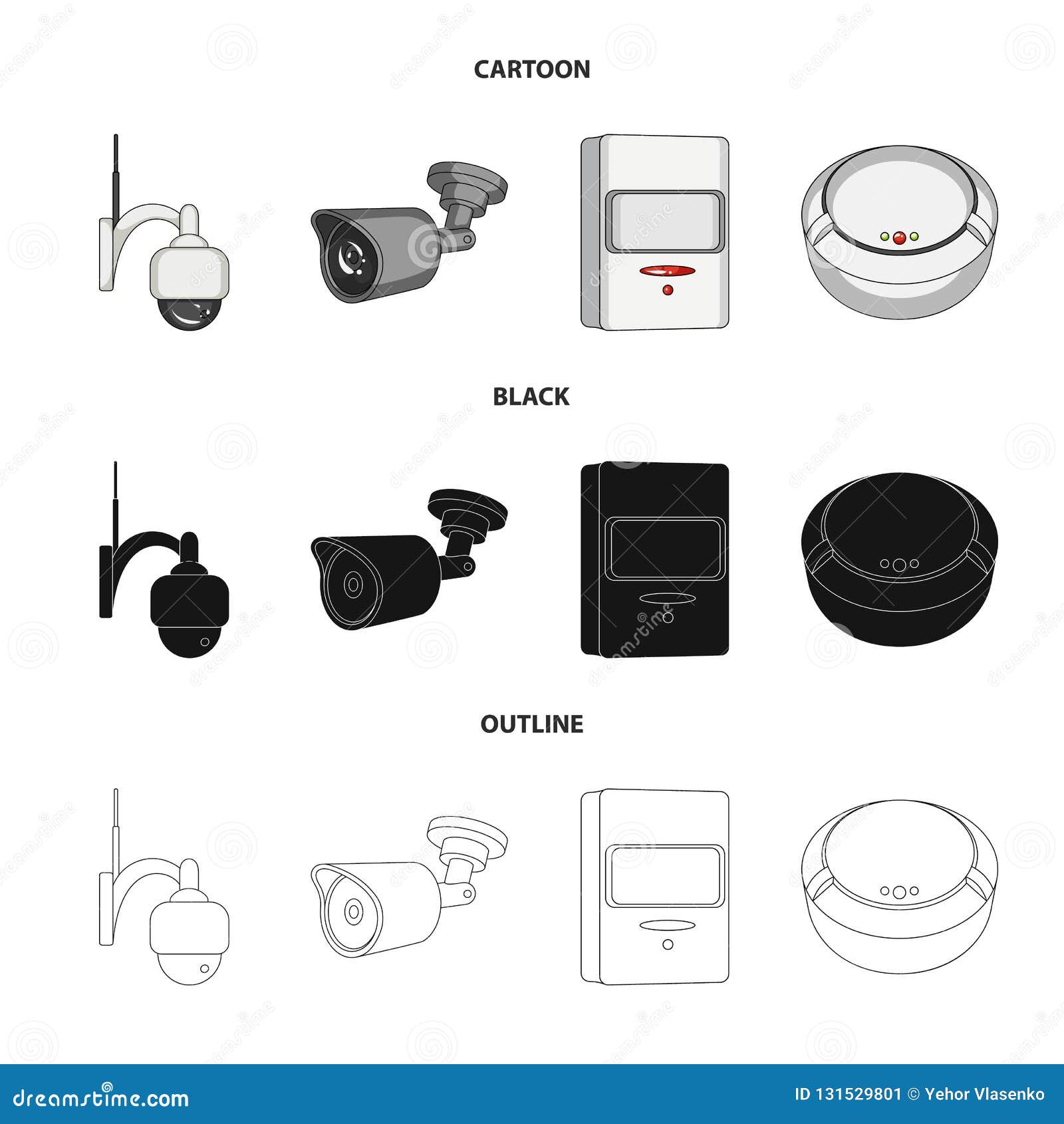 Vector Illustration of Cctv and Camera Symbol. Set of Cctv and System ...