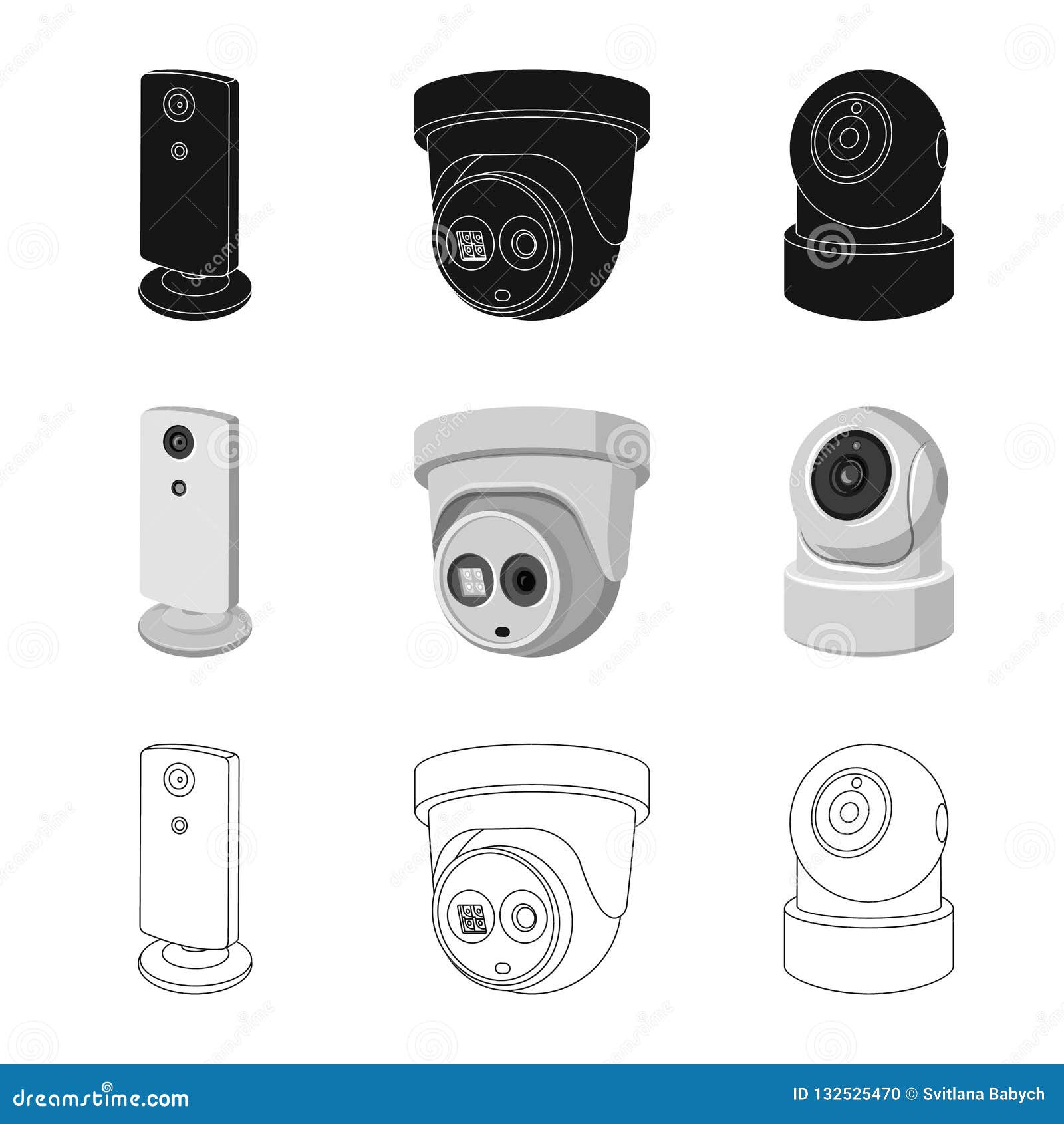 Vector Illustration of Cctv and Camera Symbol. Set of Cctv and System ...